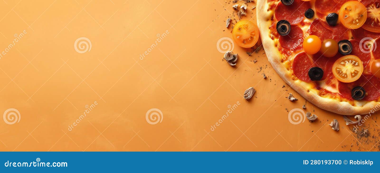 Delicious Pizza Background Design with Empty Space Stock Illustration ...
