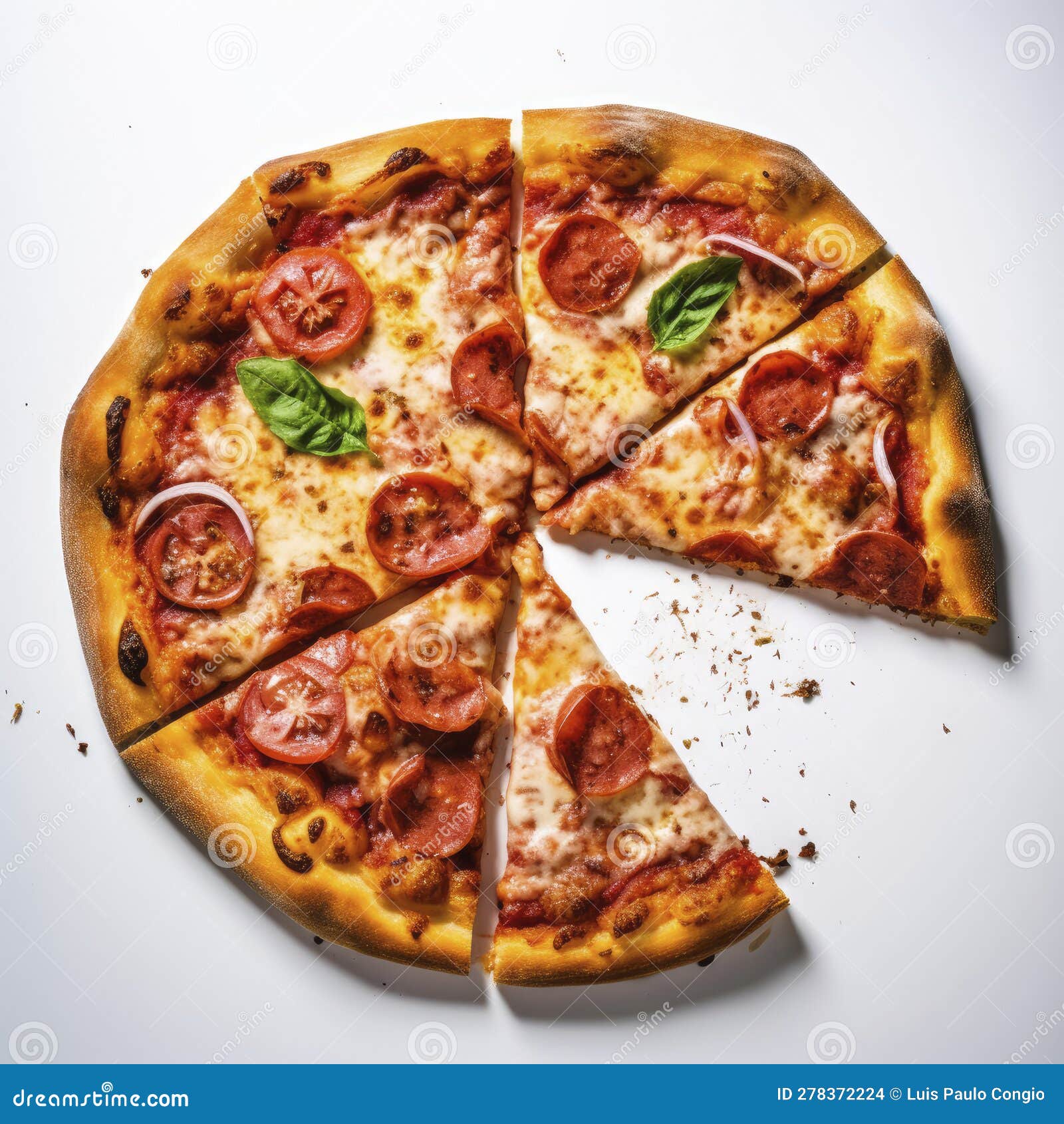 A Delicious Pizza Missing a Slice Stock Photo - Illustration of gourmet ...