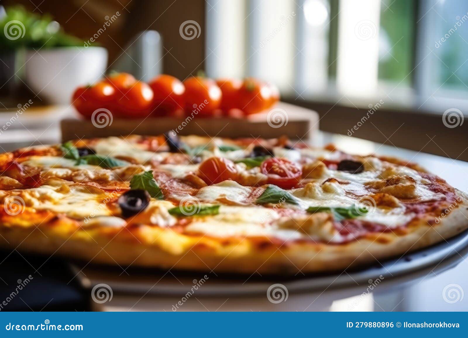 Delicious Pizza on Restaurant Table, Near Window , AI Generated Stock ...