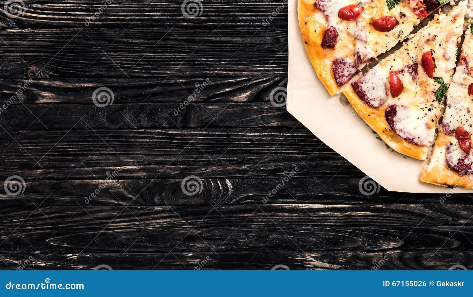 Delicious Pizza with Text Space Stock Photo - Image of meal, cheese ...