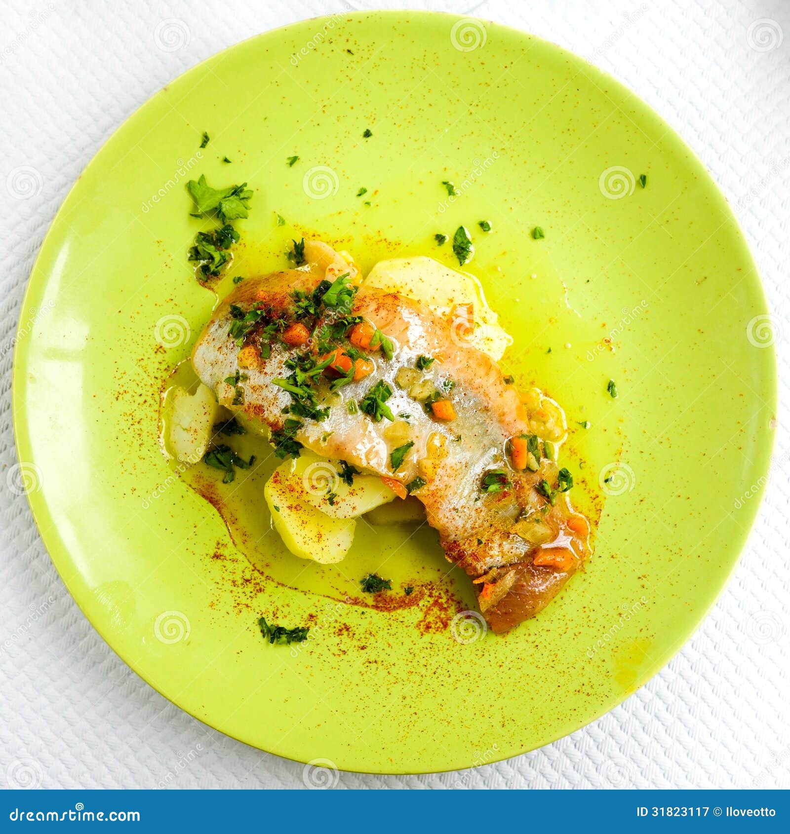 Delicious plate of fish stock image. Image of fruit, meat - 31823117