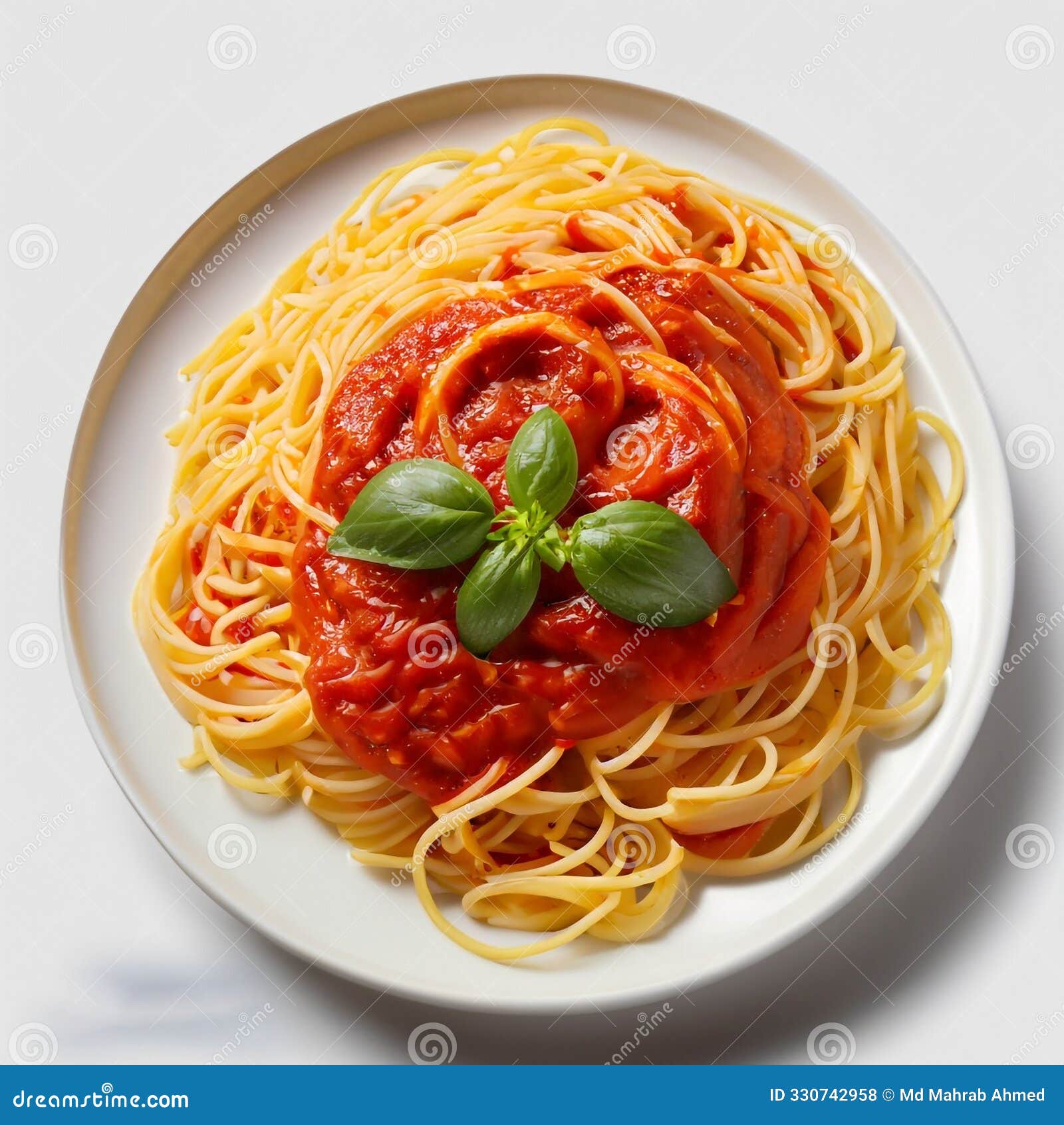Delicious Plate of Spaghetti with Tomato Sauce on a White Background AI ...