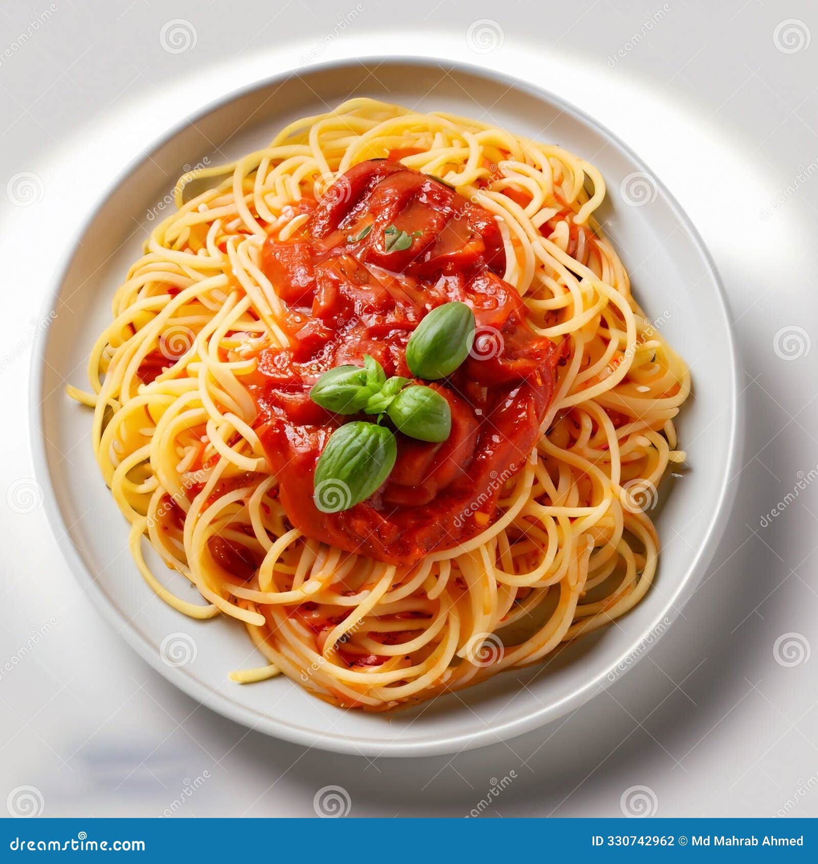 Delicious Plate of Spaghetti with Tomato Sauce on a White Background AI ...