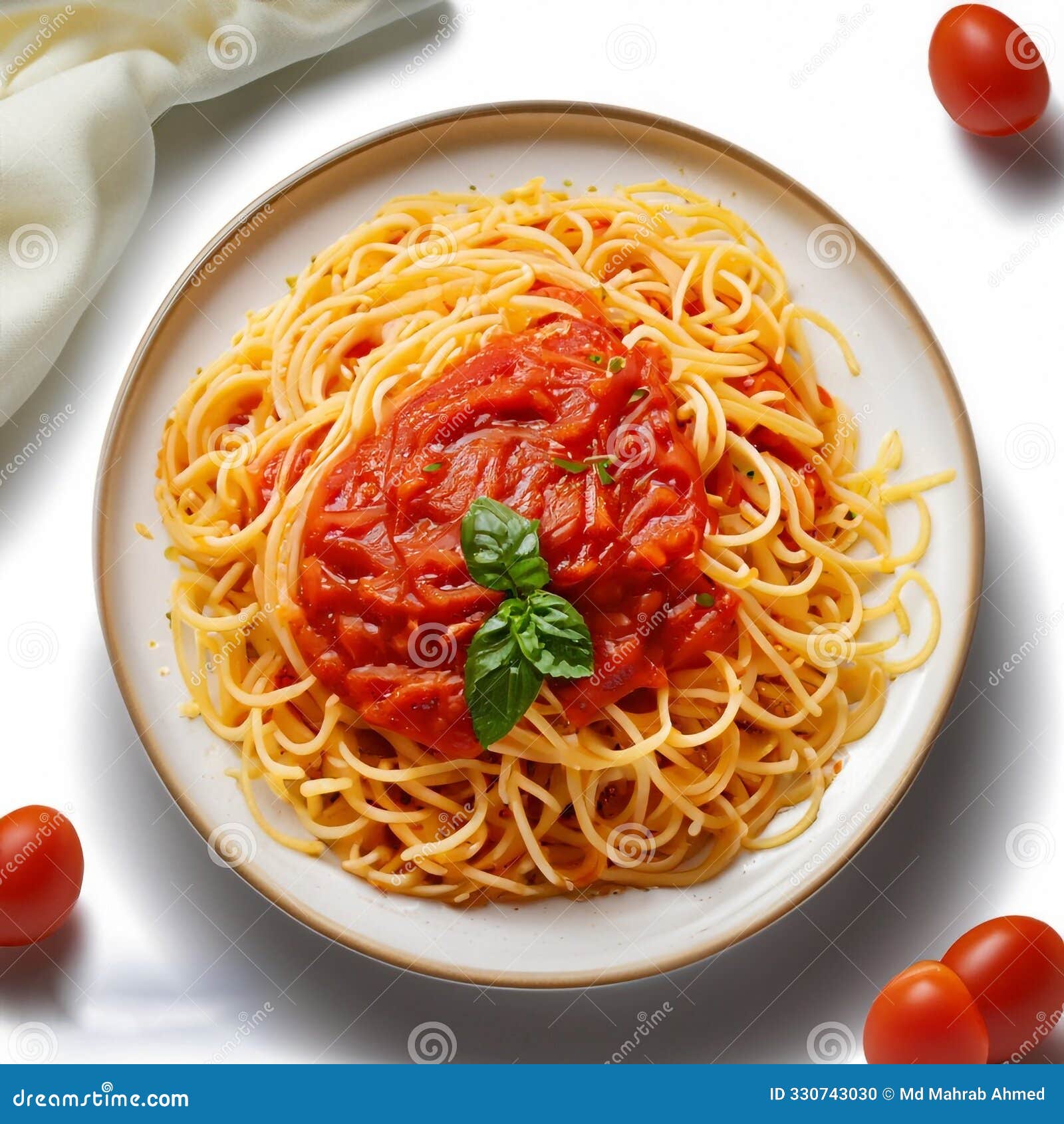 Delicious Plate of Spaghetti with Tomato Sauce on a White Background AI ...