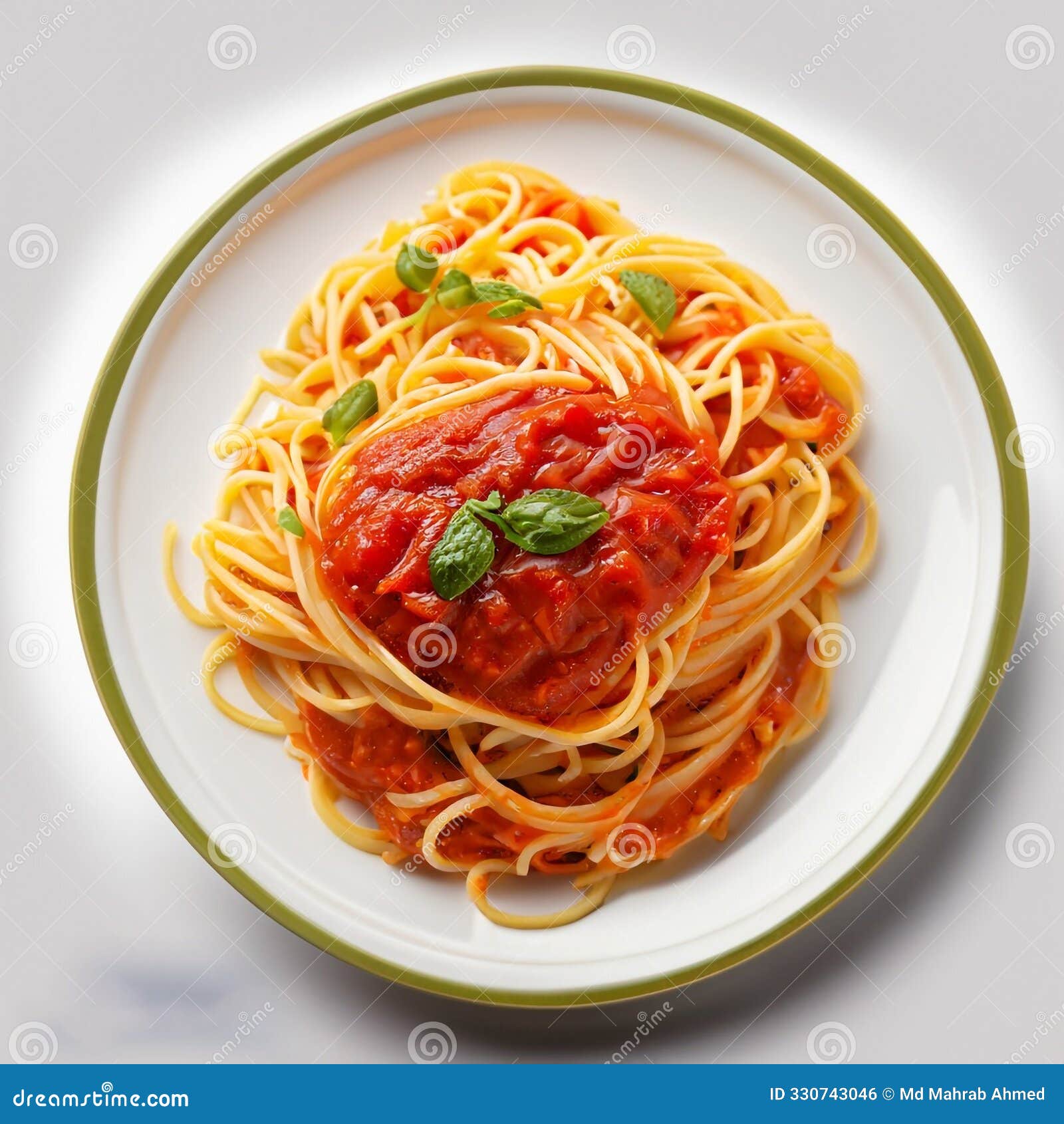 Delicious Plate of Spaghetti with Tomato Sauce on a White Background AI ...