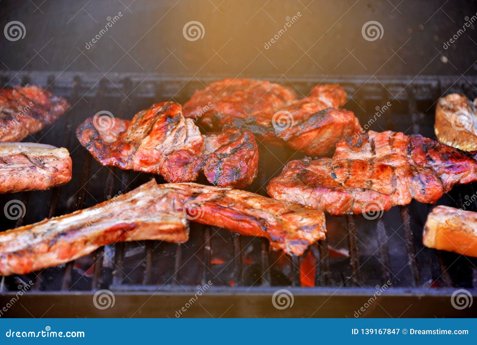 Delicious Pork Meat on Barbeque Stock Image - Image of fresh, grilled ...