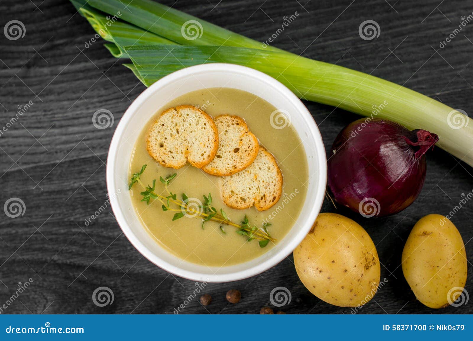 Delicious Portion of Cream Soup with Crackers Stock Photo - Image of ...