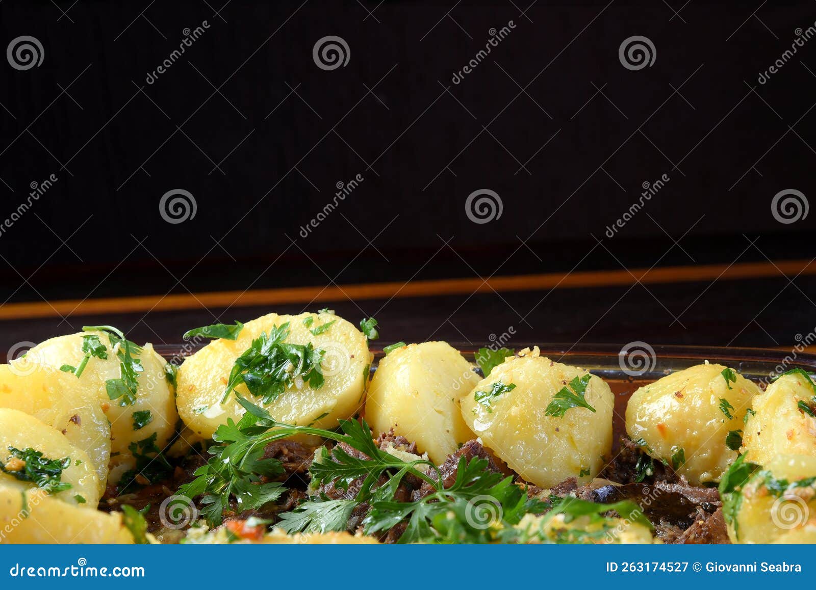 Delicious Portion of Lamb, Beef Cooked with Potatoes and Fine Herbs ...