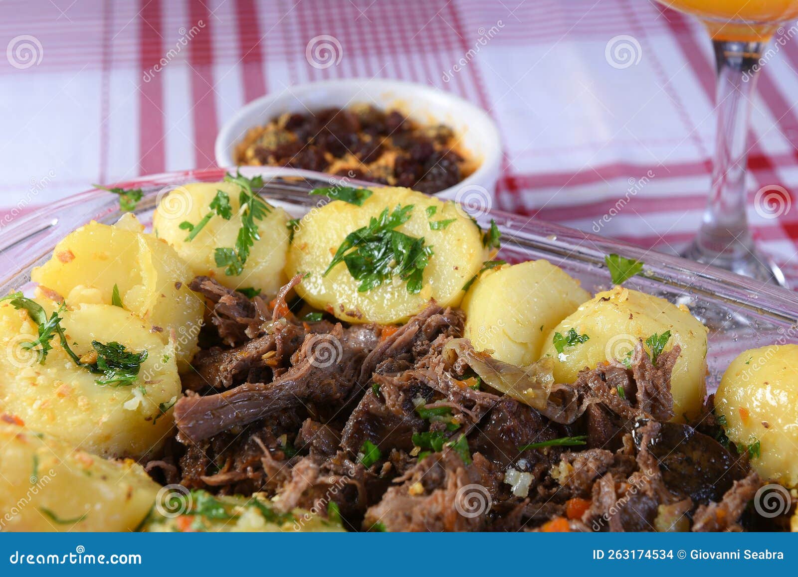 Delicious Portion of Lamb, Beef Cooked with Potatoes and Fine Herbs ...