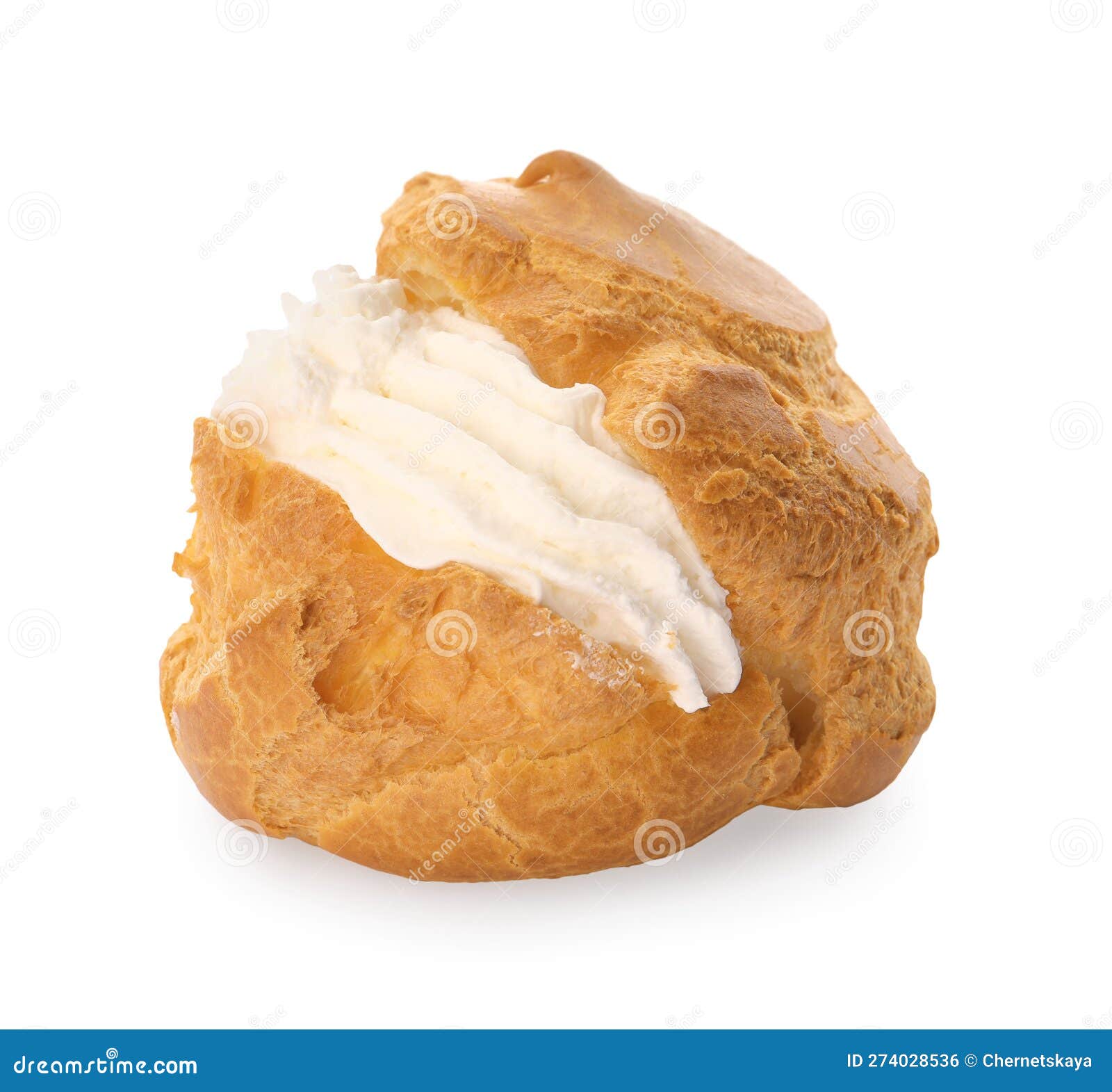 Delicious Profiterole with Cream Filling Isolated on White Stock Photo ...