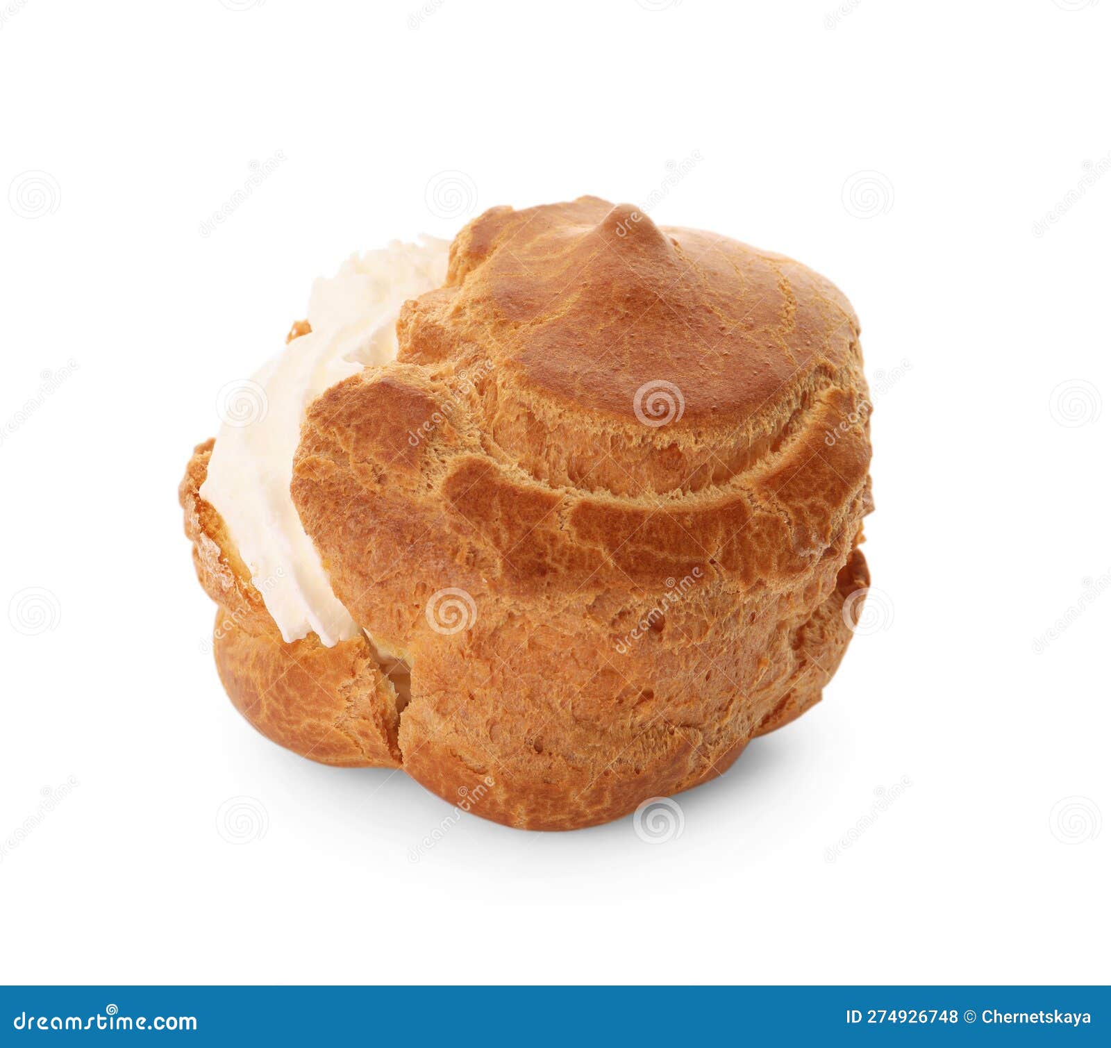 Delicious Profiterole with Cream Filling Isolated on White Stock Photo ...