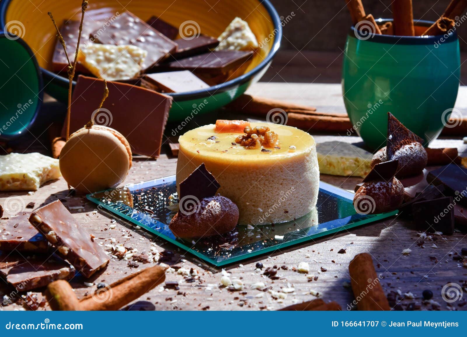 Delicious Pudding Surrounded by Assorted Sweets in a Table Stock Image ...
