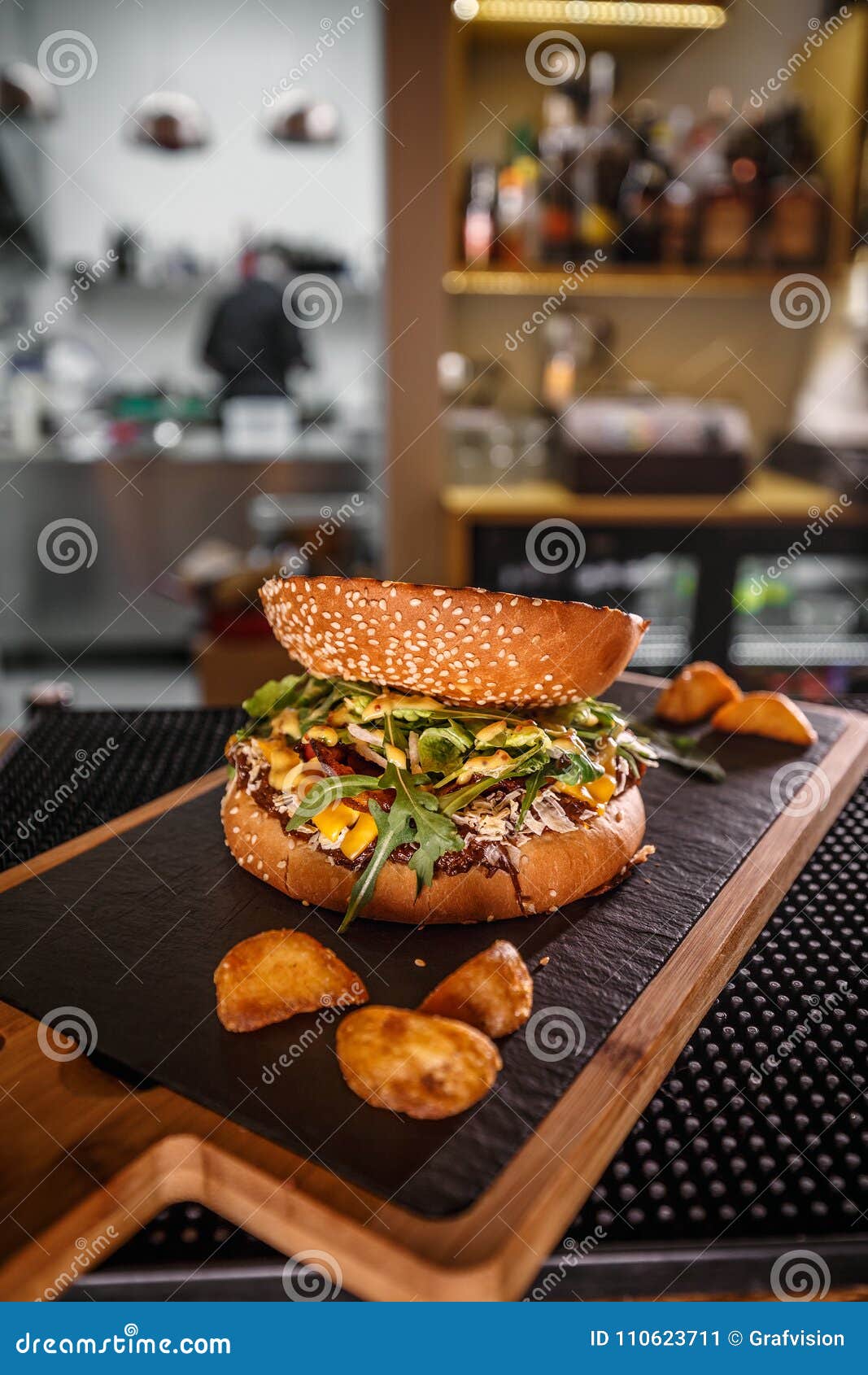 Delicious Pulled Beef Burger Stock Image - Image of arugula, close ...