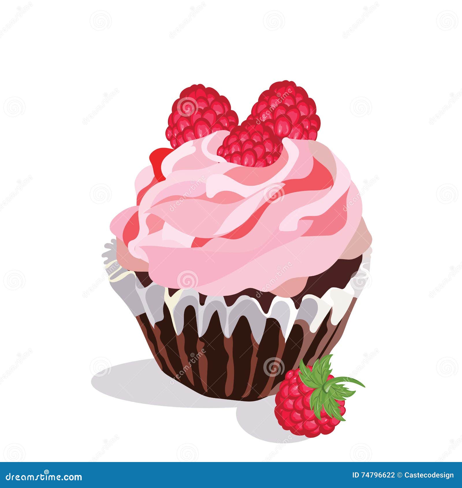 Delicious Raspberry Cupcake Isolated Stock Vector Illustration Of