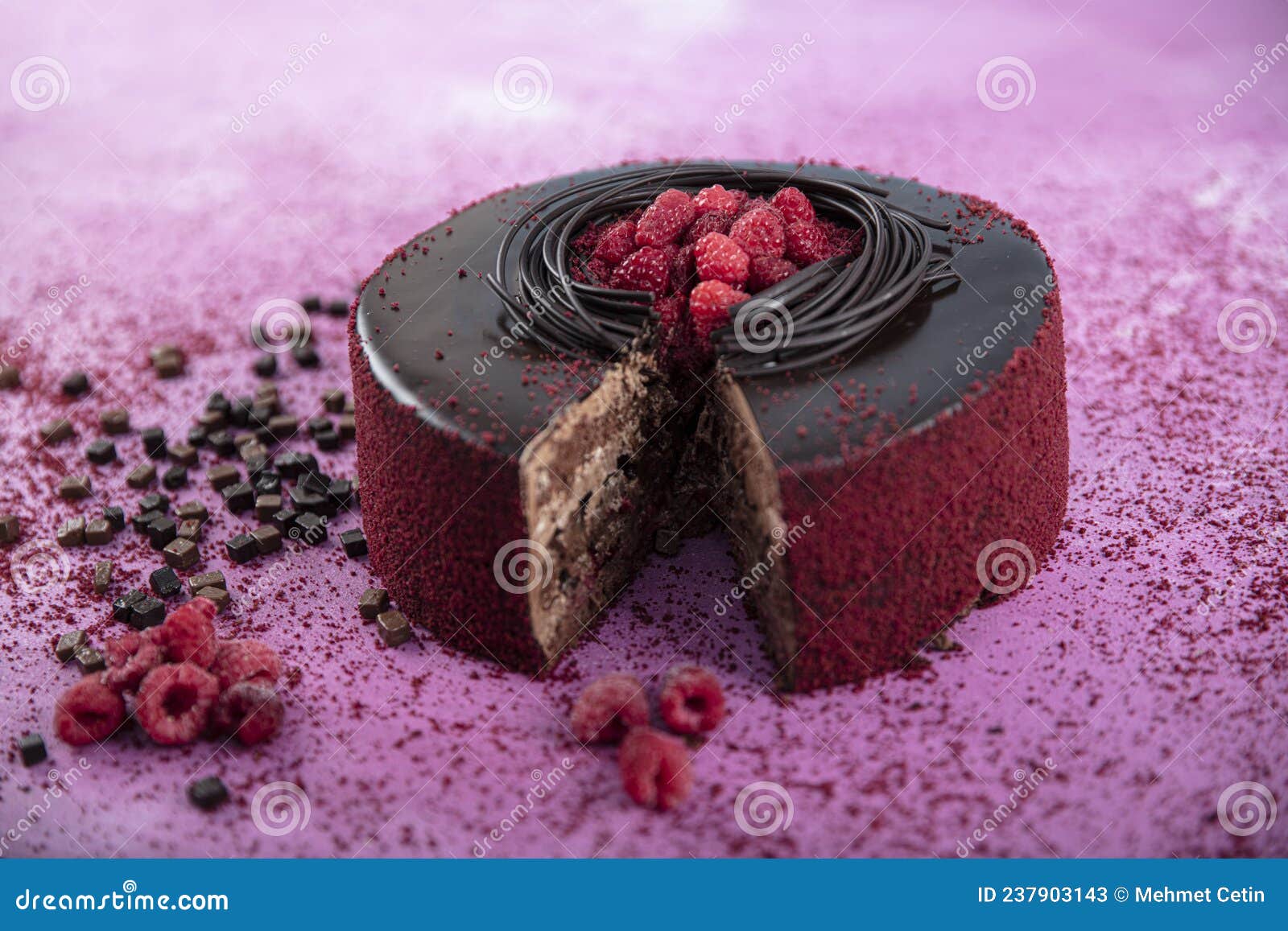 Delicious Raspberry Mourning Cake Made from Layers of Chocolate Genoise ...