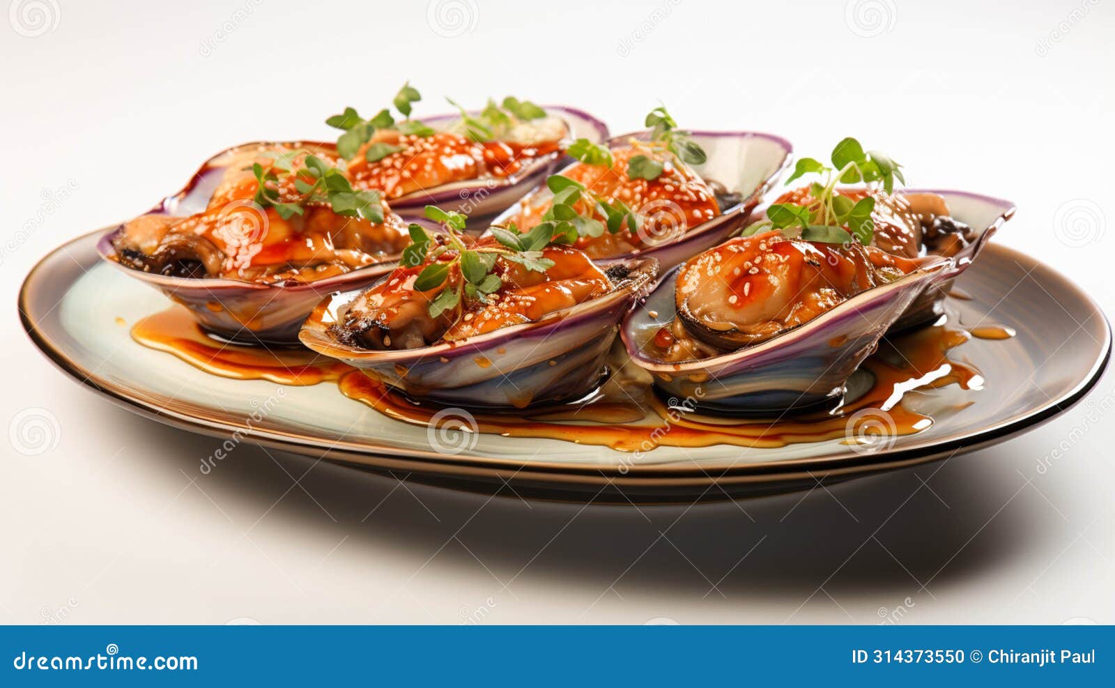Delicious Raw Abalone in a Plate on White Background Stock Photo ...