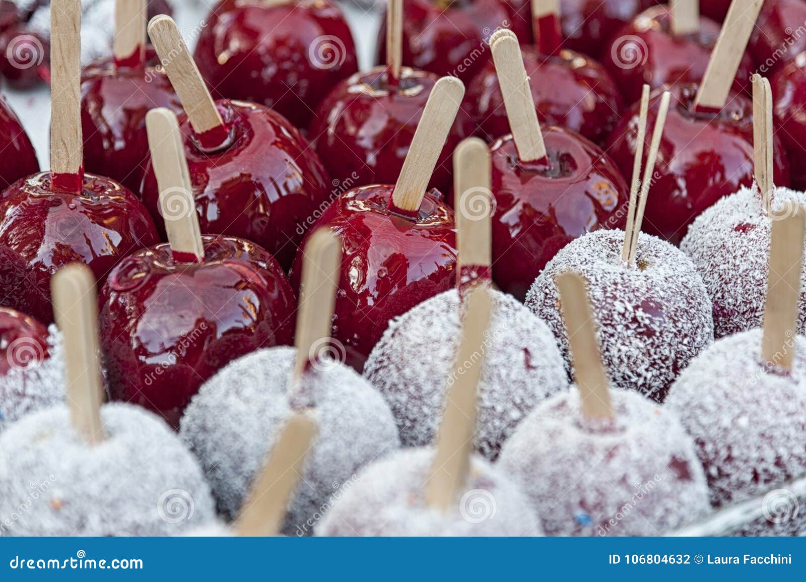 Delicious Red Candy Apples Covered with Sprinkles Stock Photo - Image ...