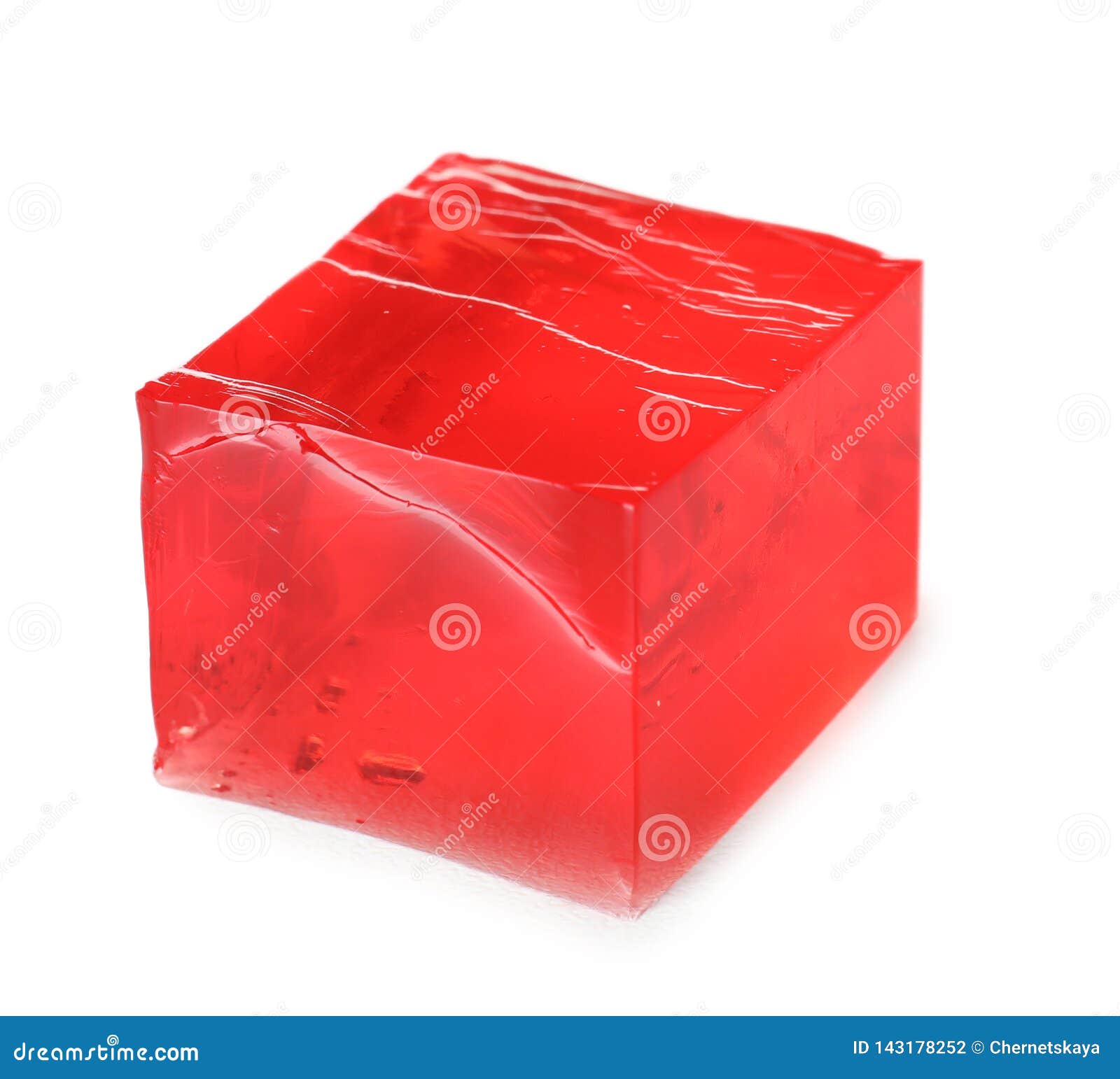 Delicious red jelly cube stock photo. Image of isolated - 143178252