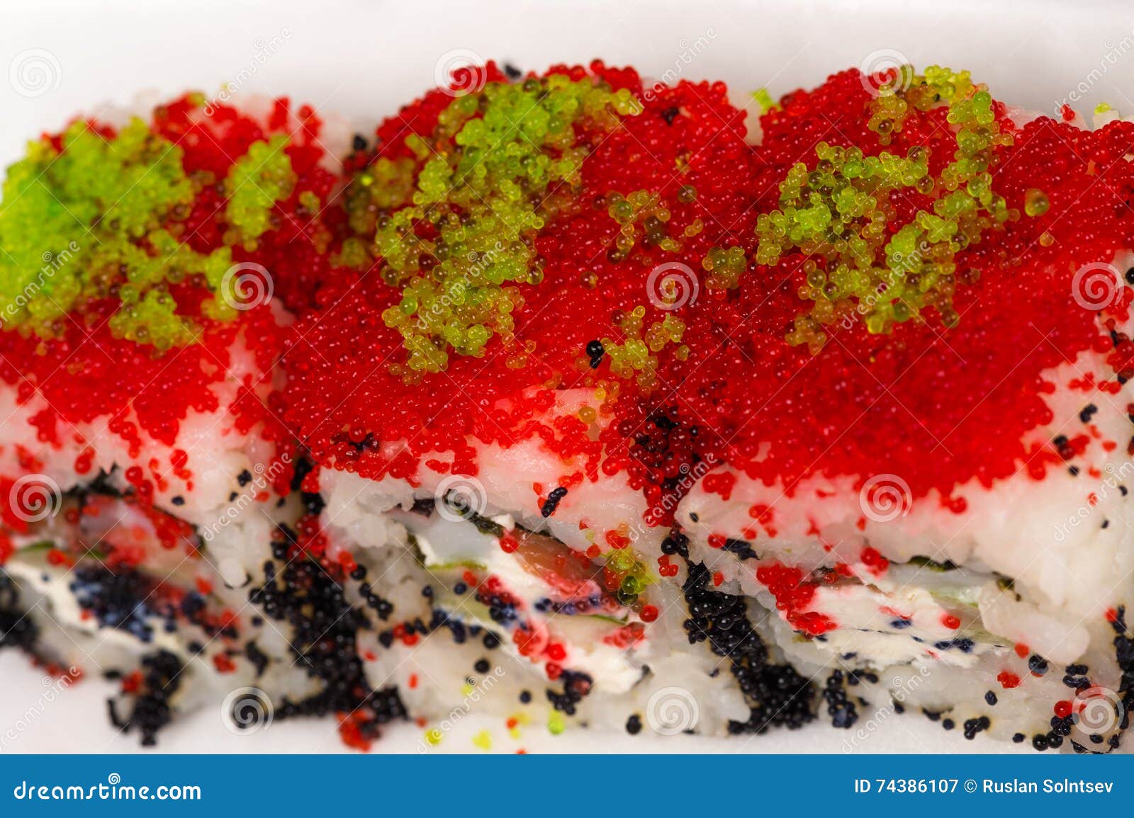 Delicious red sushi rolls stock image. Image of seafood - 74386107
