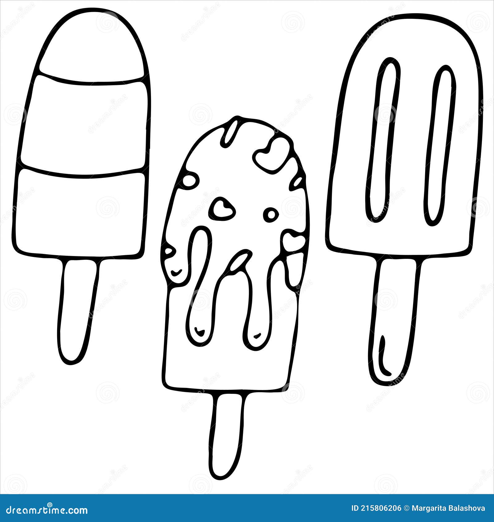 Popsicle Coloring Page Black And White Ice Cream Outline Vector