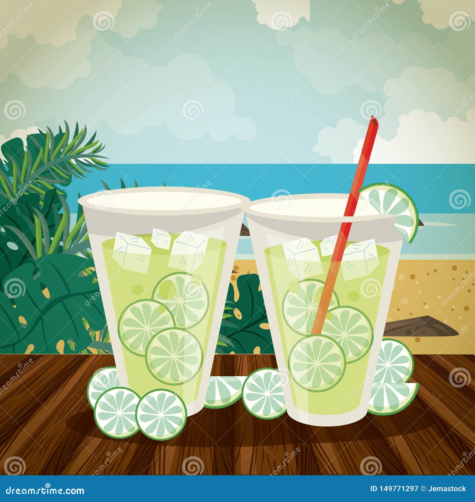Delicious and Refreshment Drink on Beach Stock Vector - Illustration of ...