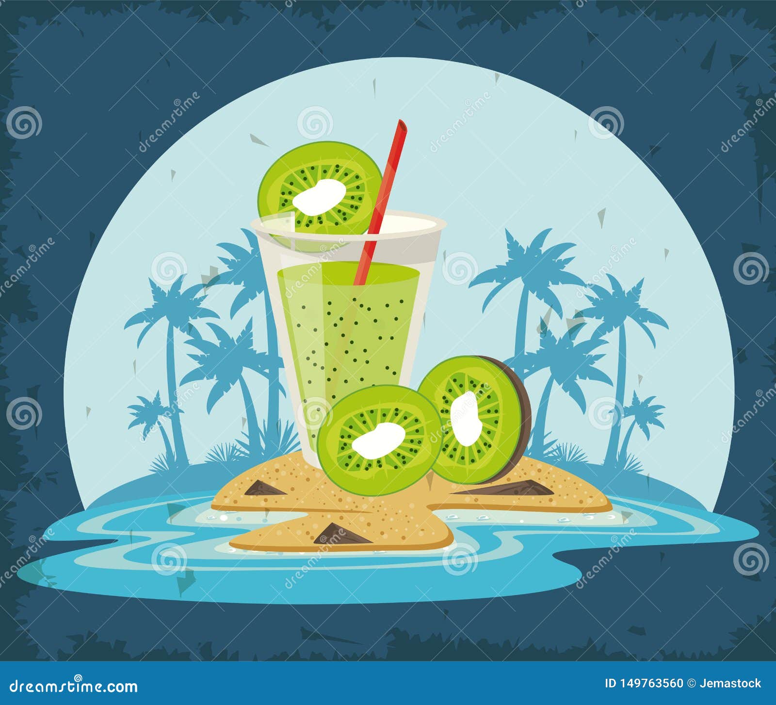 Delicious and Refreshment Drink on Beach Stock Vector - Illustration of ...