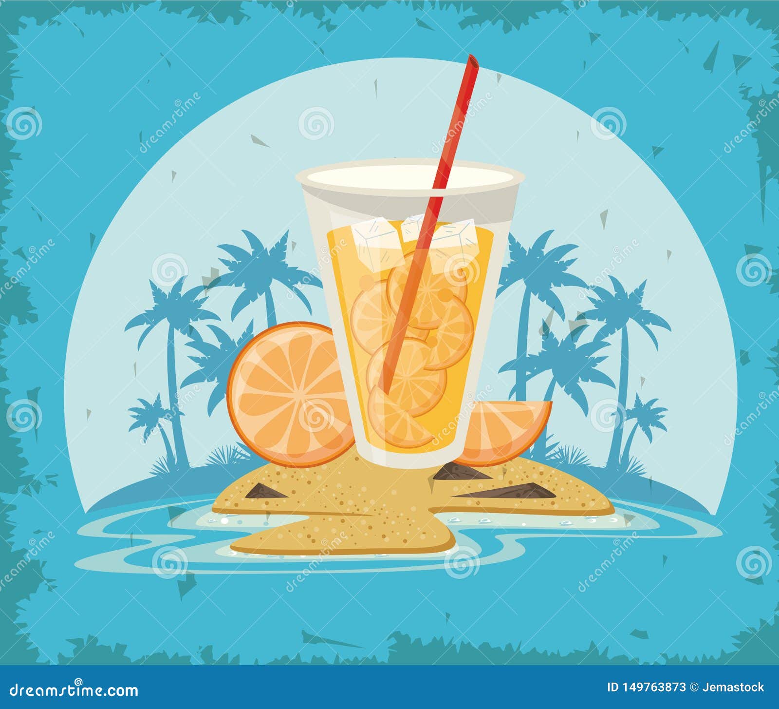 Delicious and Refreshment Drink on Beach Stock Vector - Illustration of ...