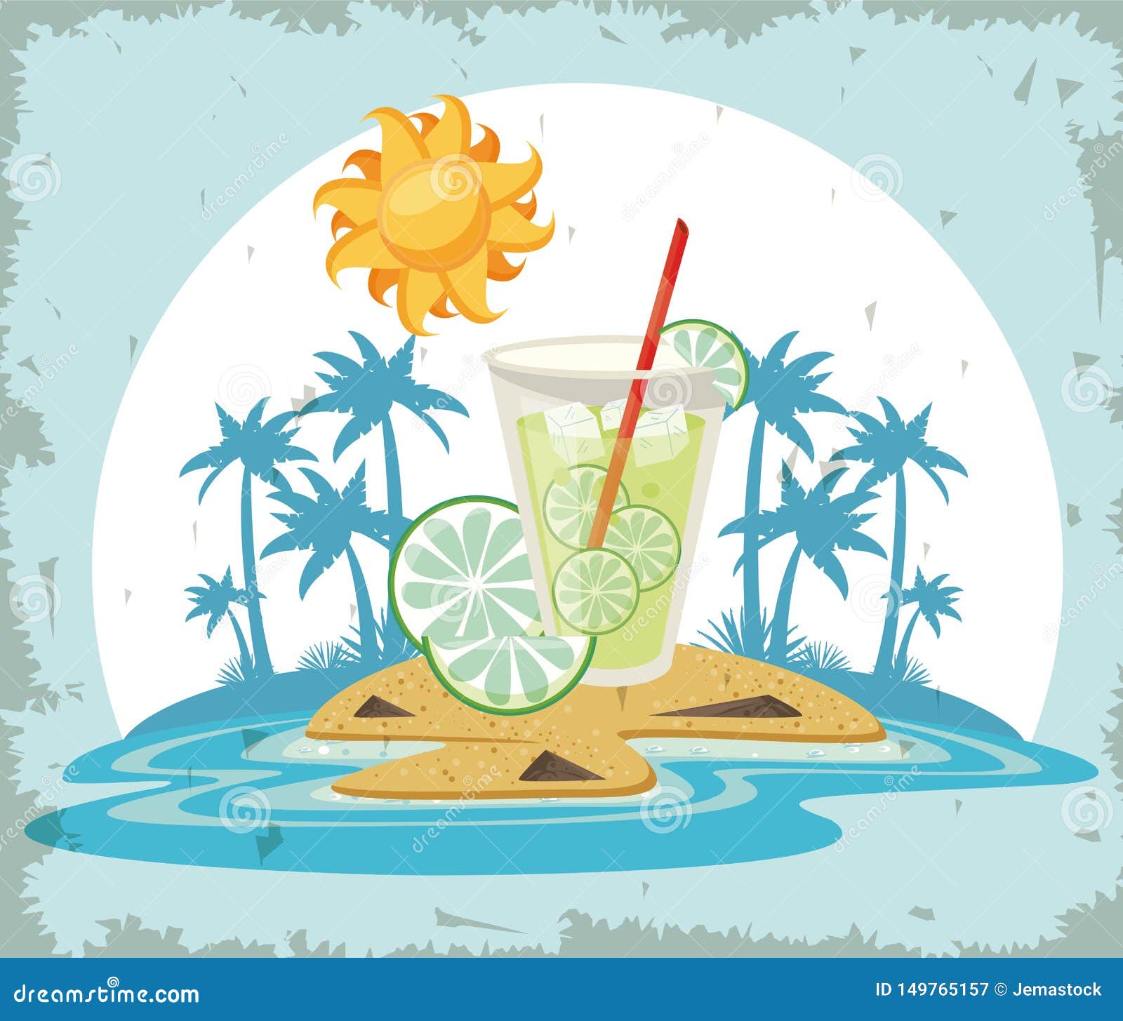 Delicious and Refreshment Drink on Beach Stock Vector - Illustration of ...