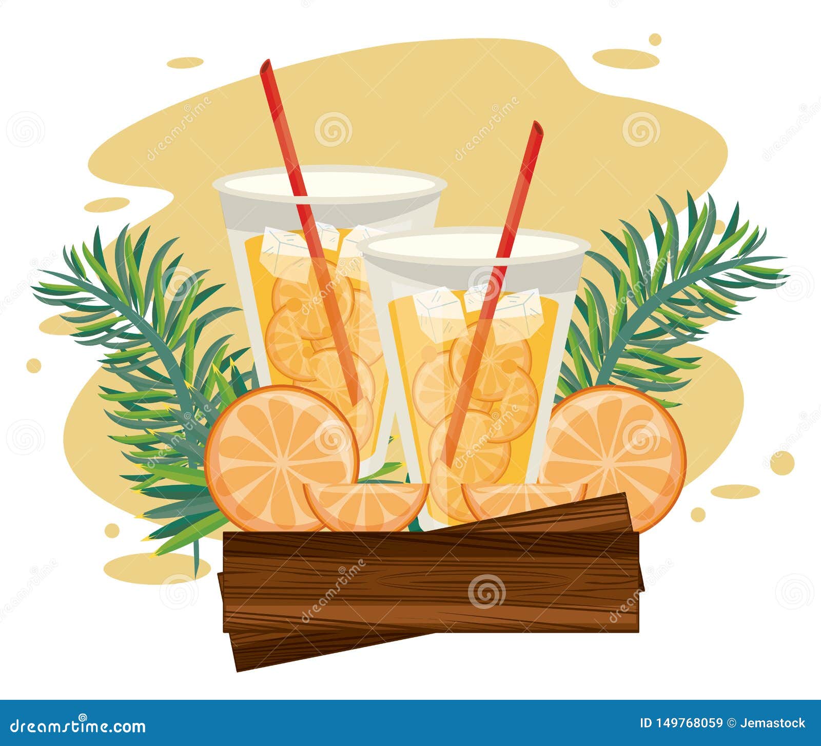 Delicious and Refreshment Drinks on Beach Stock Vector - Illustration ...
