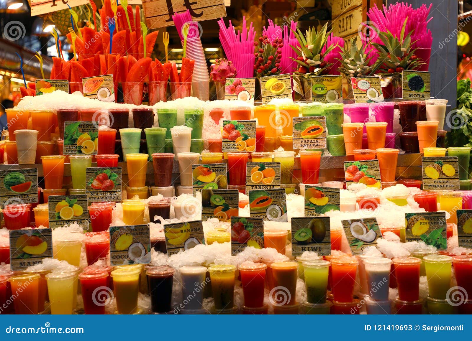 Delicious Refreshments for Sale in Barcelona Editorial Stock Photo ...