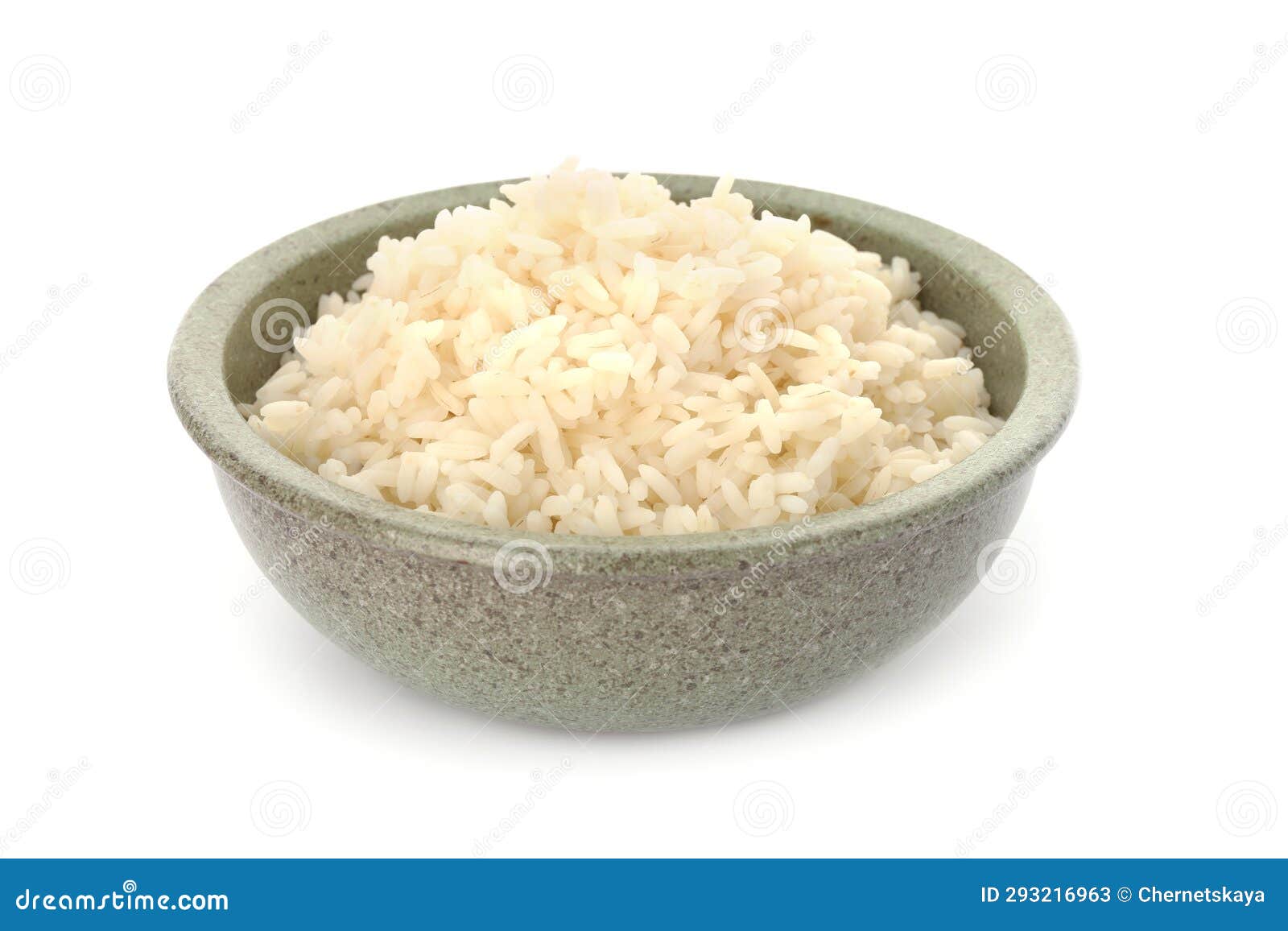 Delicious Rice in Bowl Isolated on White Stock Image - Image of boiled ...