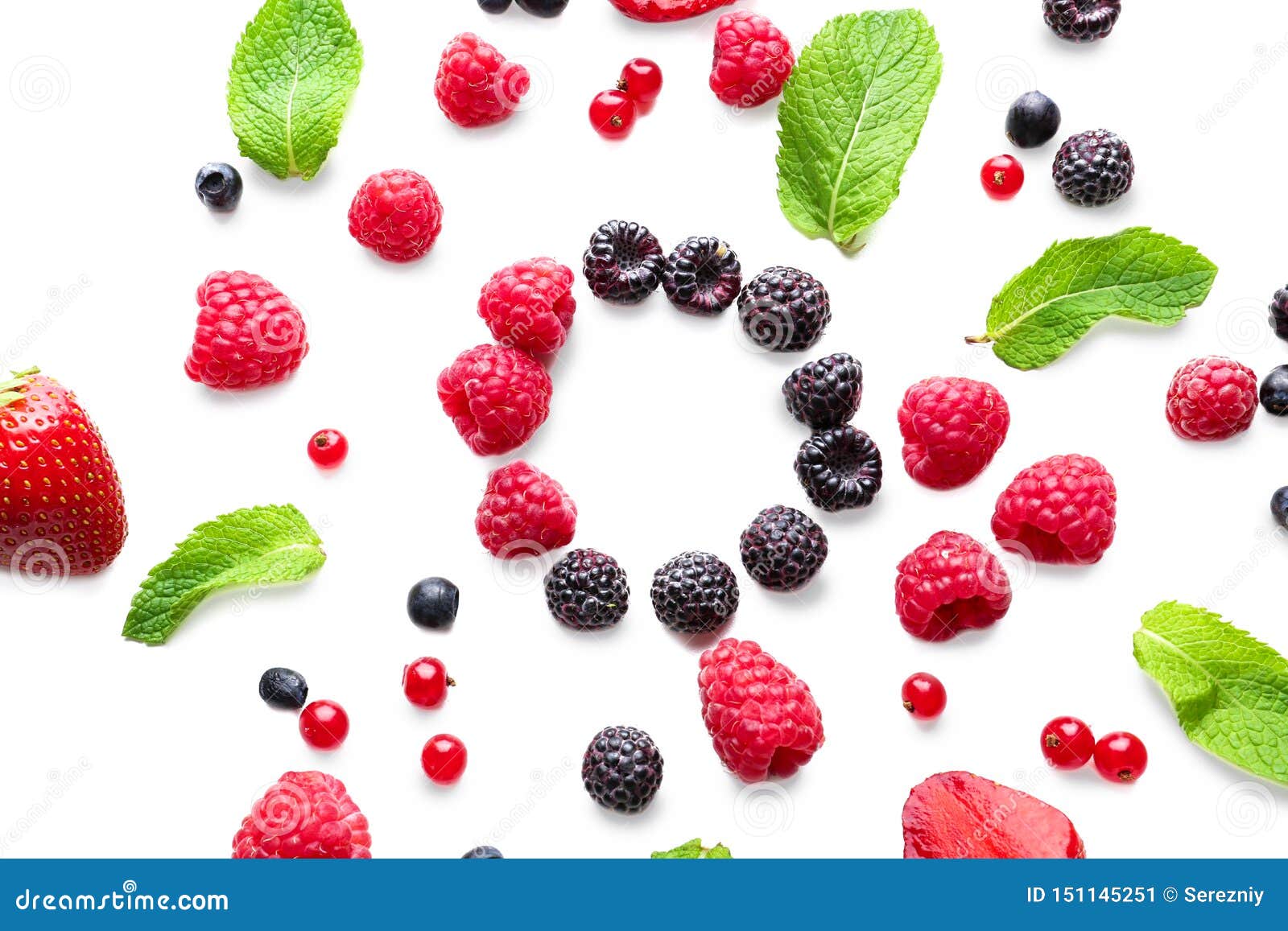 Delicious Ripe Berries on White Background, Top View Stock Image ...