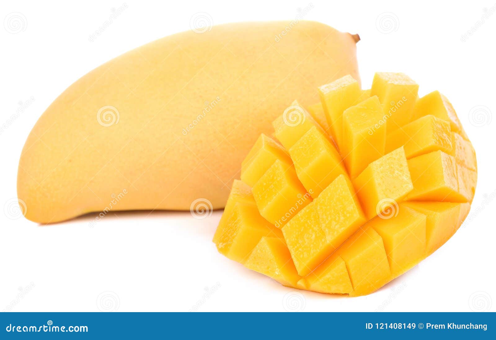 Delicious Ripe Mango Fruit With Slice Mango Isolated On White Ba Stock ...