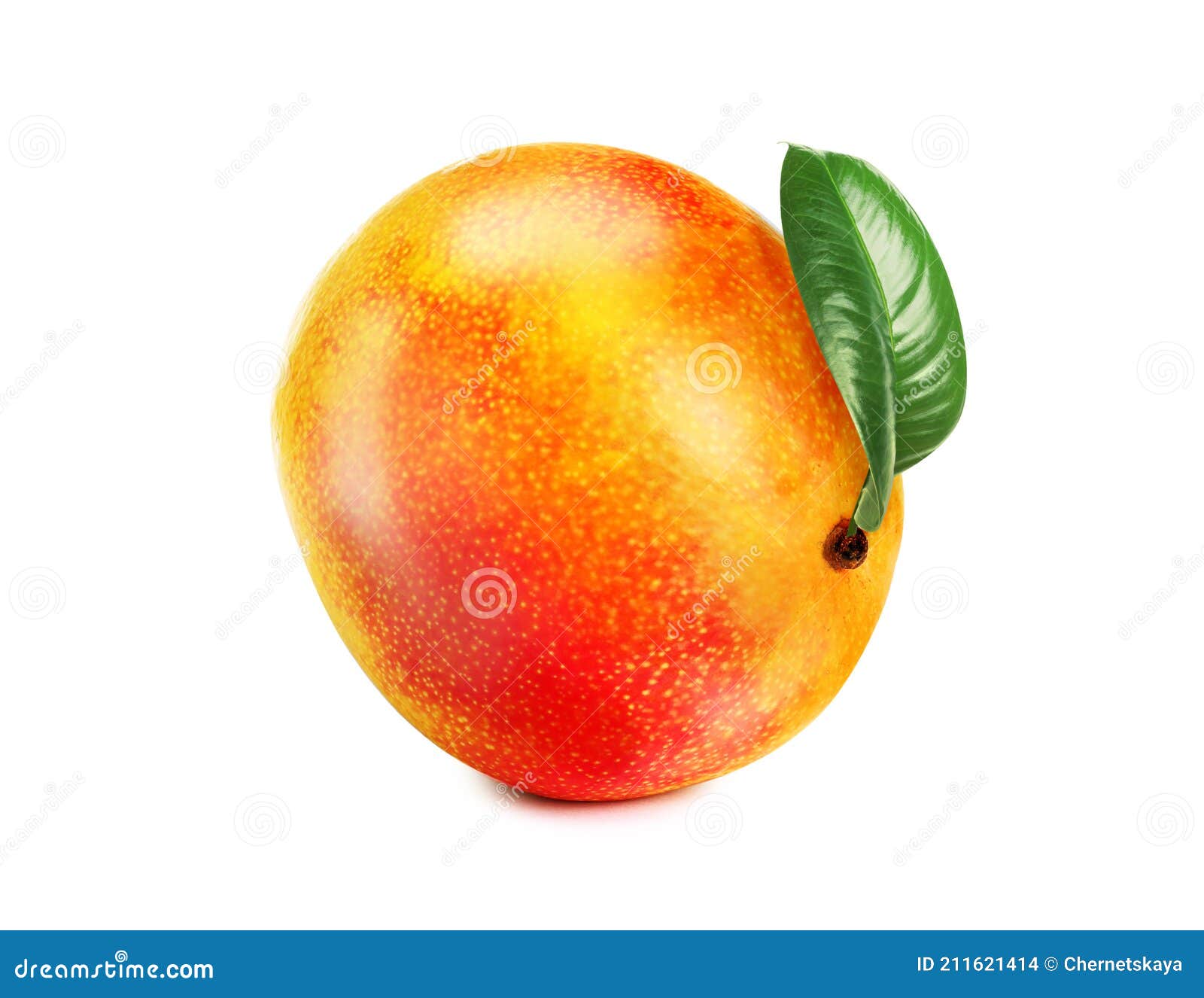 Delicious Ripe Mango with Green Leaf Isolated on White Stock Photo ...