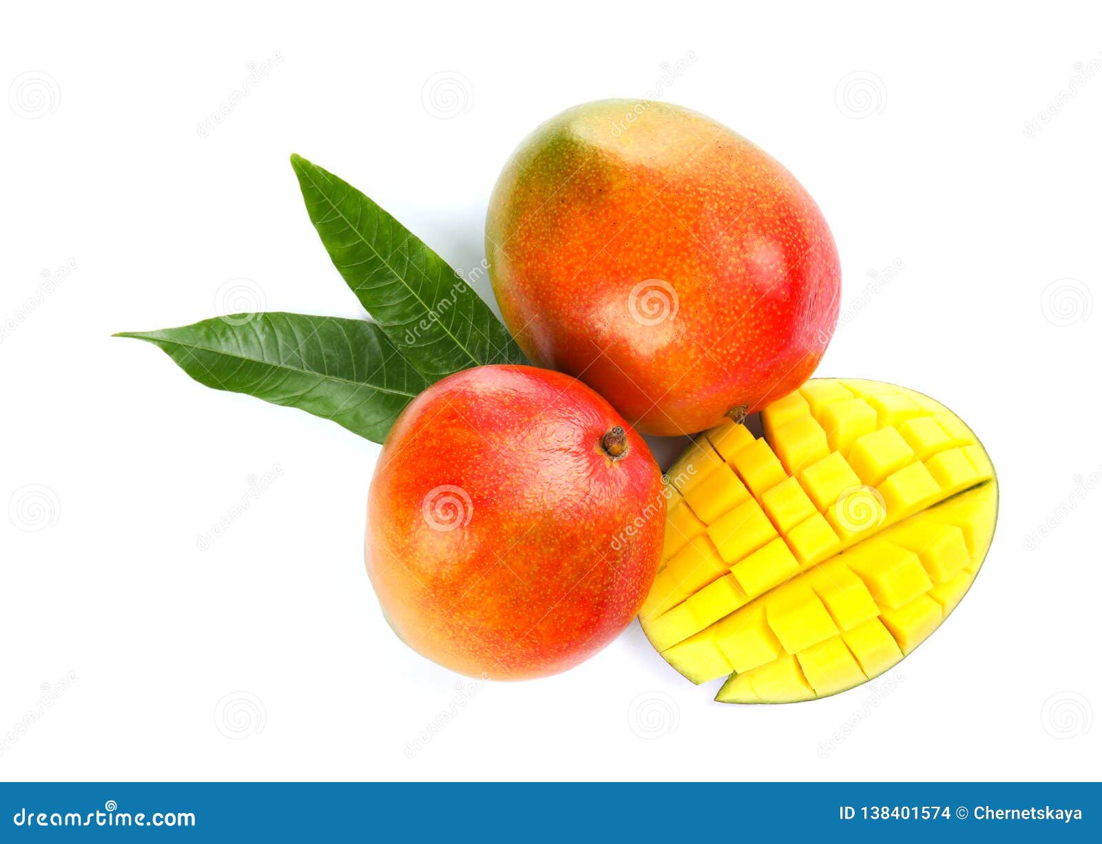 Delicious Ripe Mangoes on White, Top View Stock Photo - Image of ...