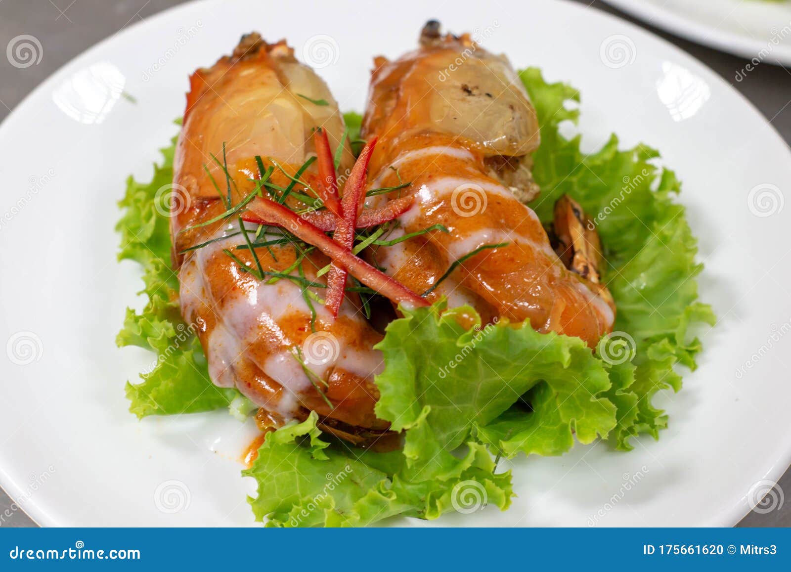 Delicious River Prawn Chuchi Thai Food Stock Photo - Image of fish ...