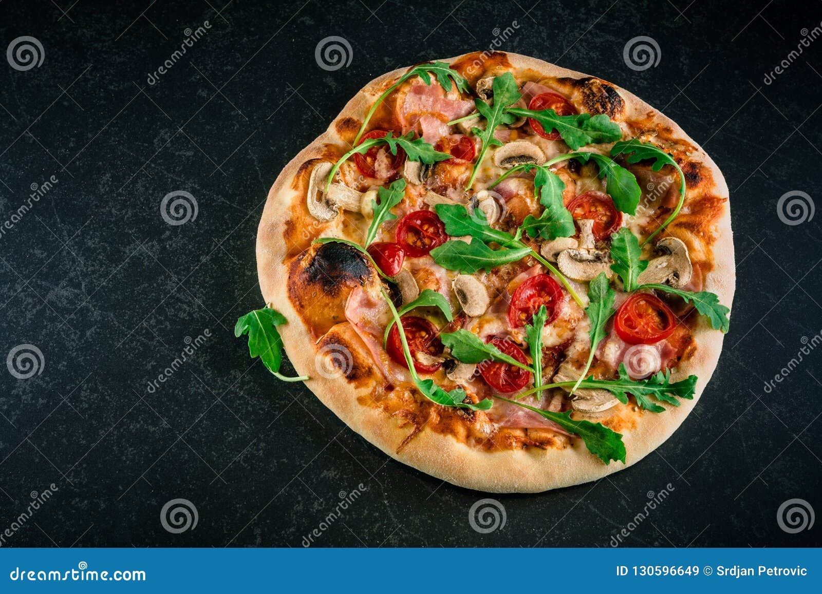 Delicious rocket pizza stock image. Image of large, rocket - 130596649