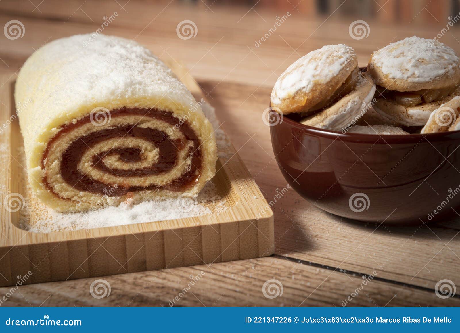 Delicious roll cake stock photo. Image of snack, baking - 221347226