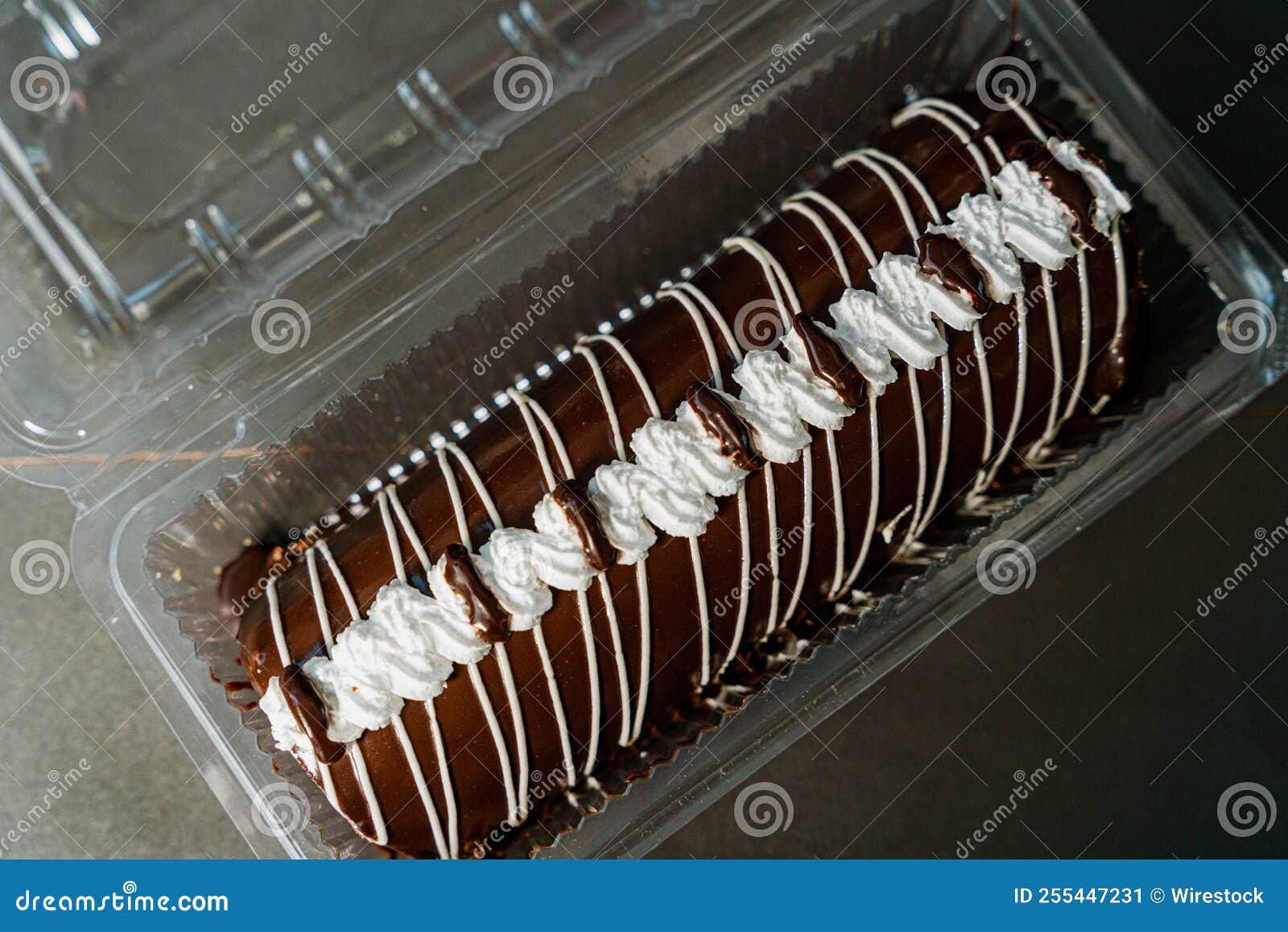 Delicious Roll Cake in Plastic Packaging Stock Image - Image of ...