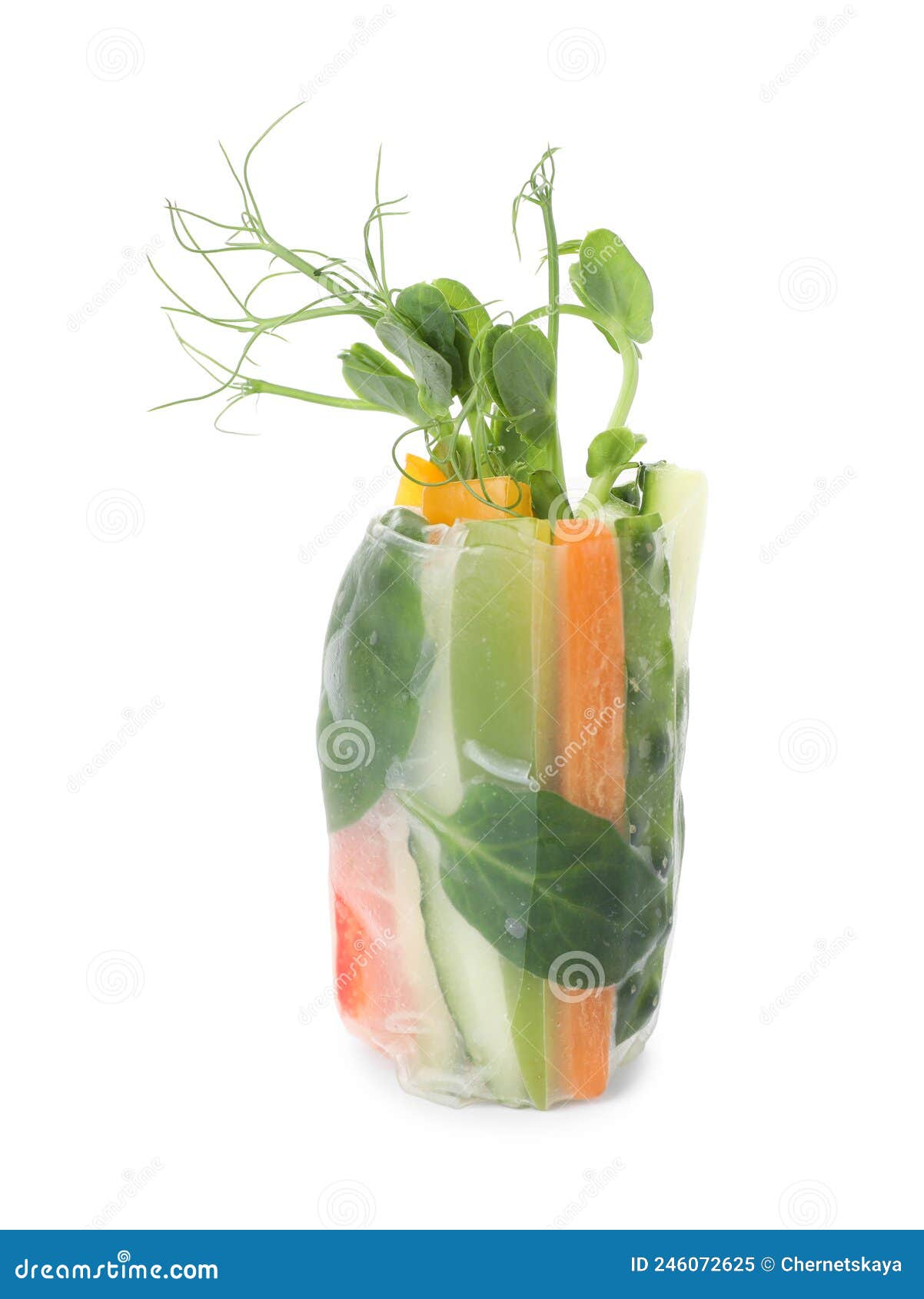 Delicious Roll Wrapped in Rice Paper Isolated on White Stock Image ...
