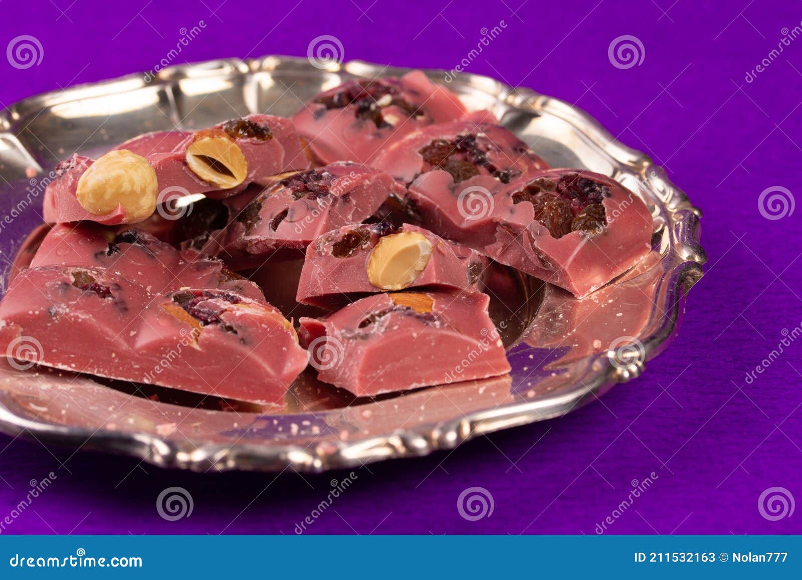 Delicious Rose Chocolate with Nuts and Fruits Stock Image - Image of ...