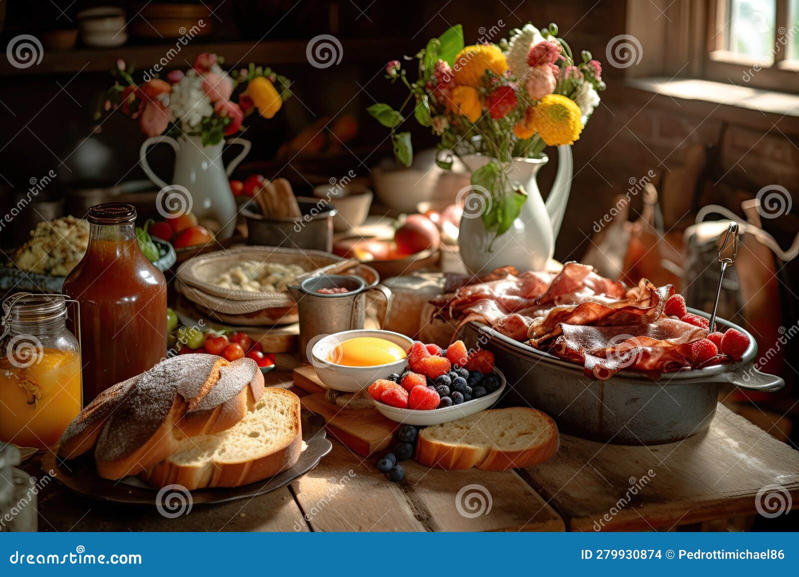Delicious Rustic Brunch stock illustration. Illustration of ...