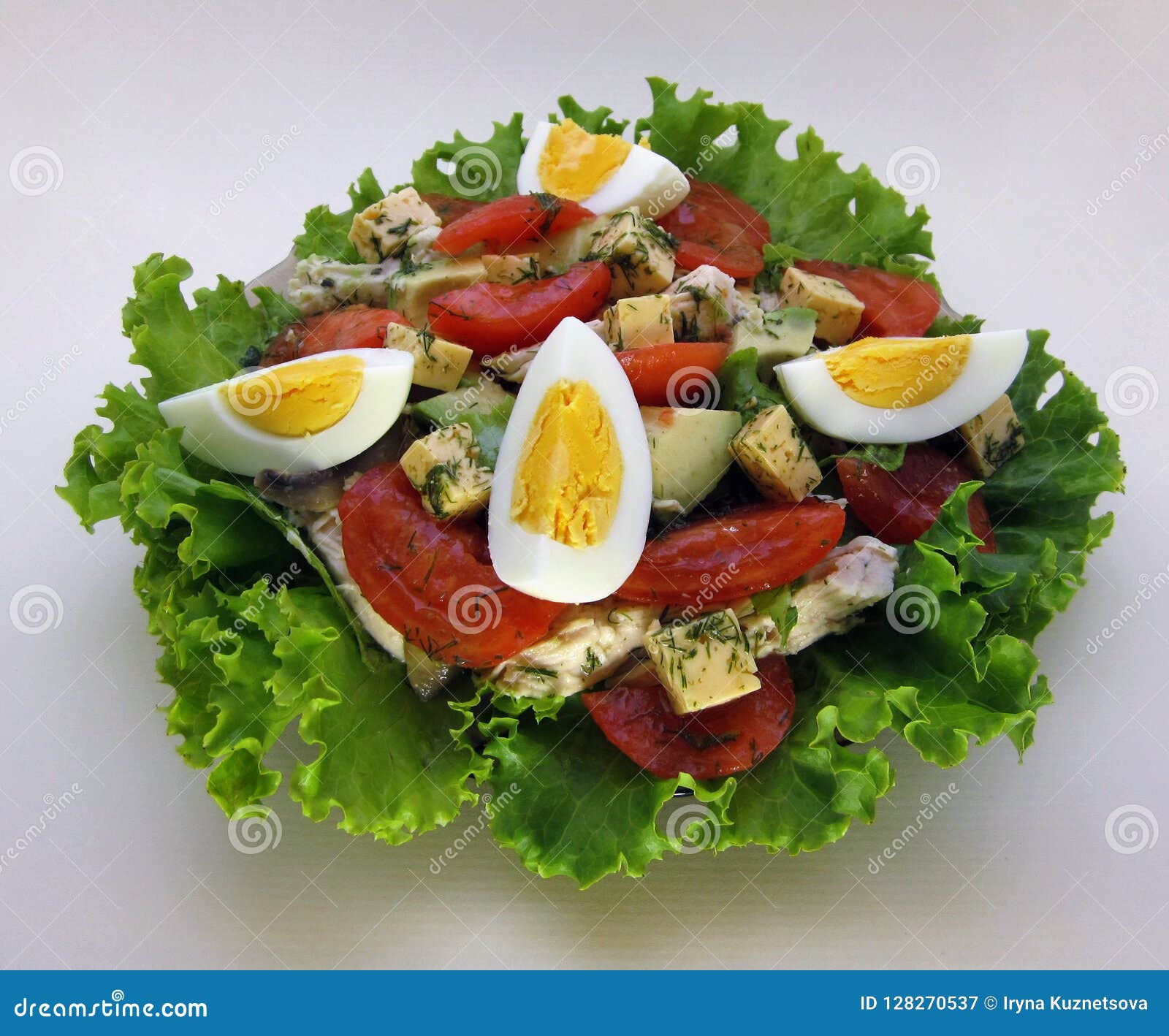 The delicious salad. stock image. Image of meat, tomato - 128270537