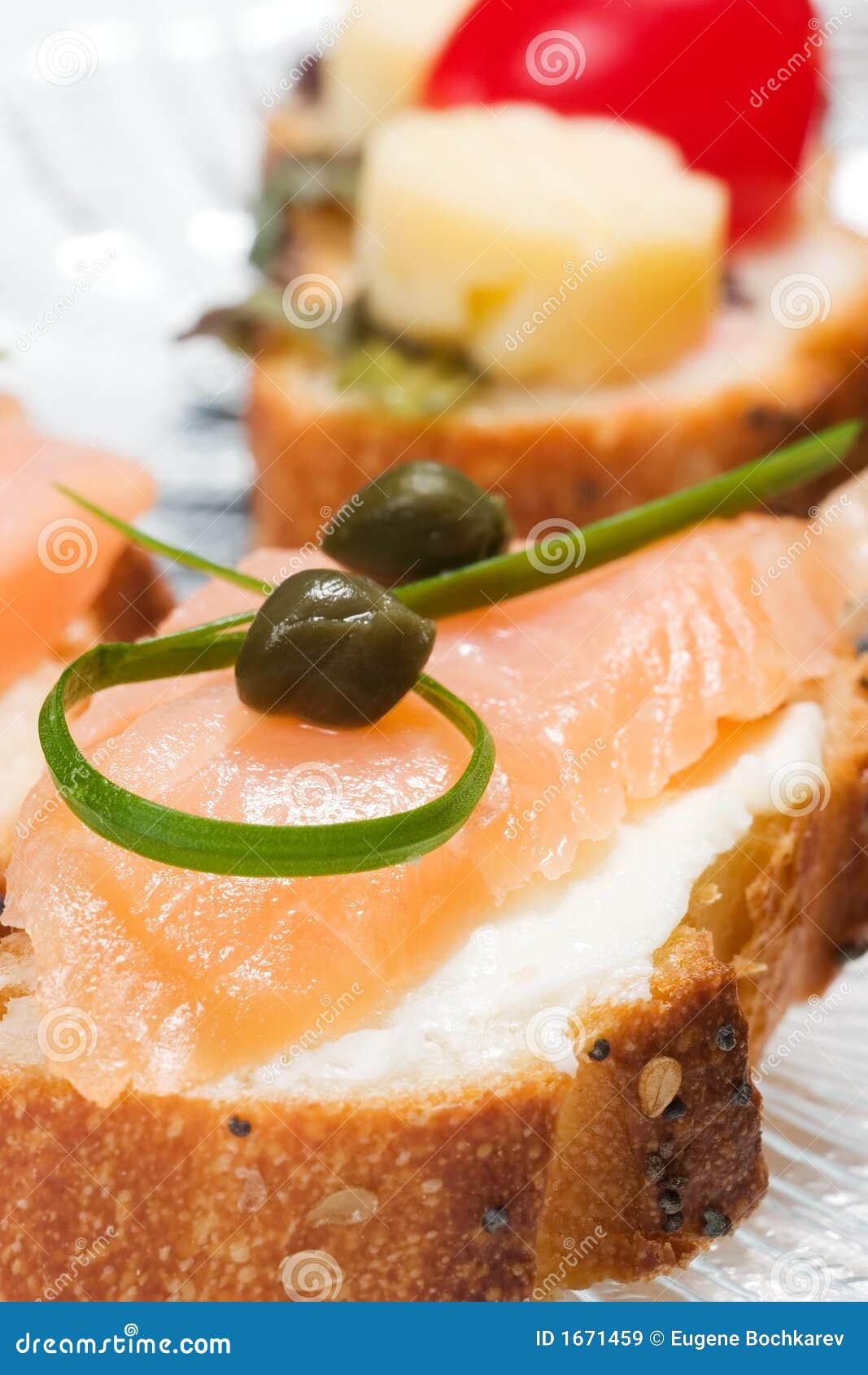 Delicious salmon canape stock image. Image of dinner, appetizer - 1671459