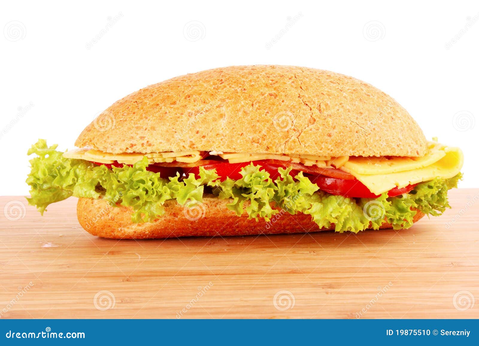 Delicious Sandwich on a Wooden Stock Photo - Image of pepperoni ...