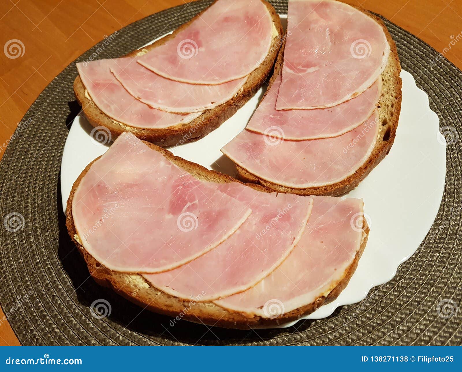 Bread with ham stock photo. Image of exquisite, close - 138271138