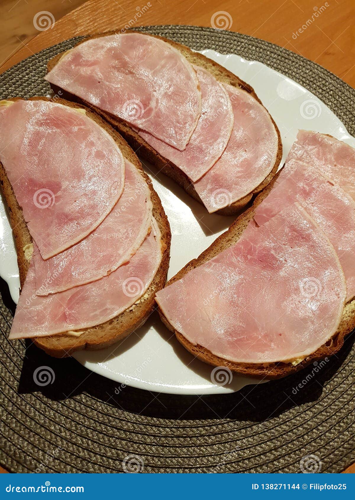 Bread with ham stock photo. Image of sandwiches, eating - 138271144