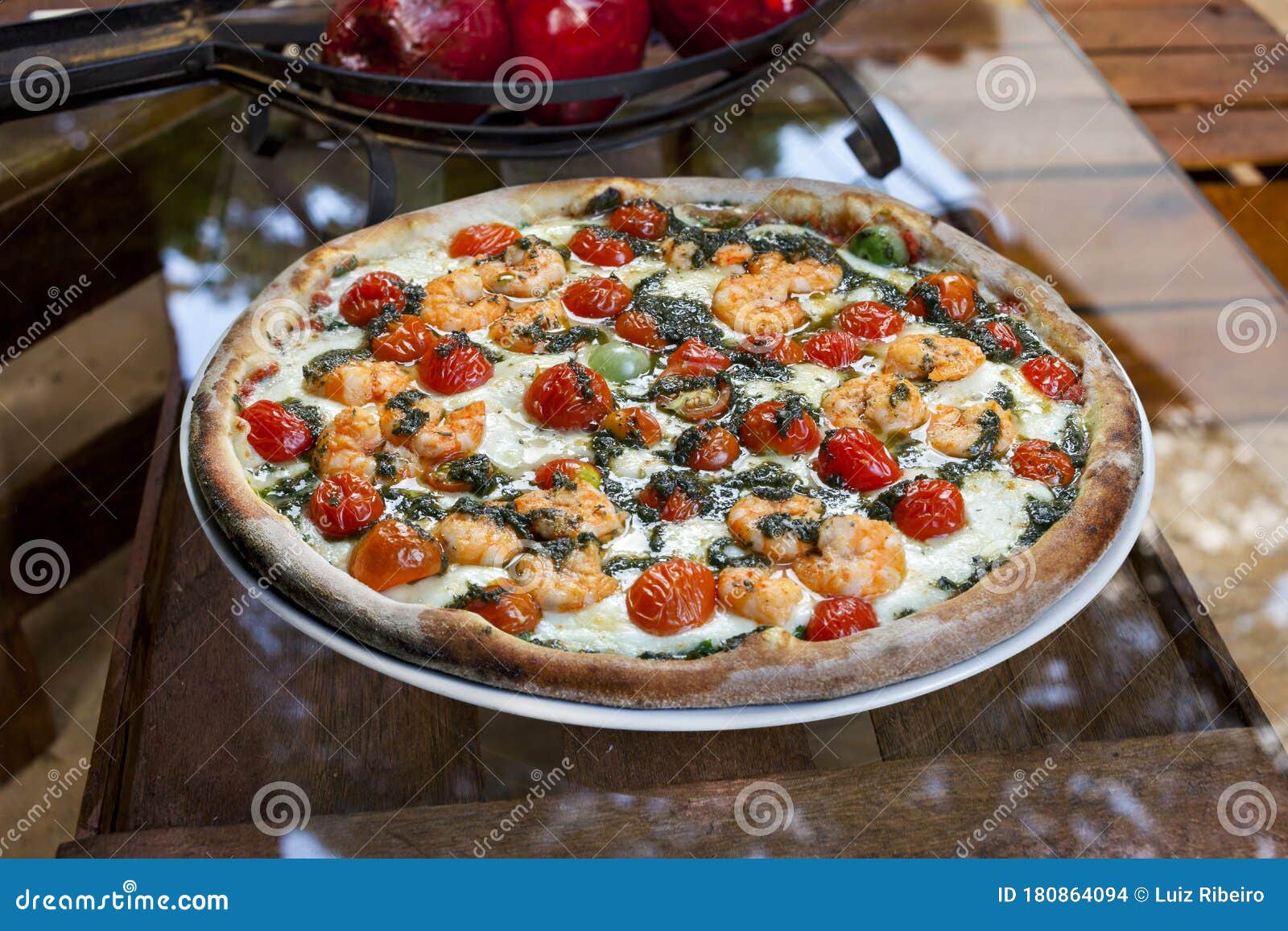 Delicious Seafood Pizza stock photo. Image of background - 180864094