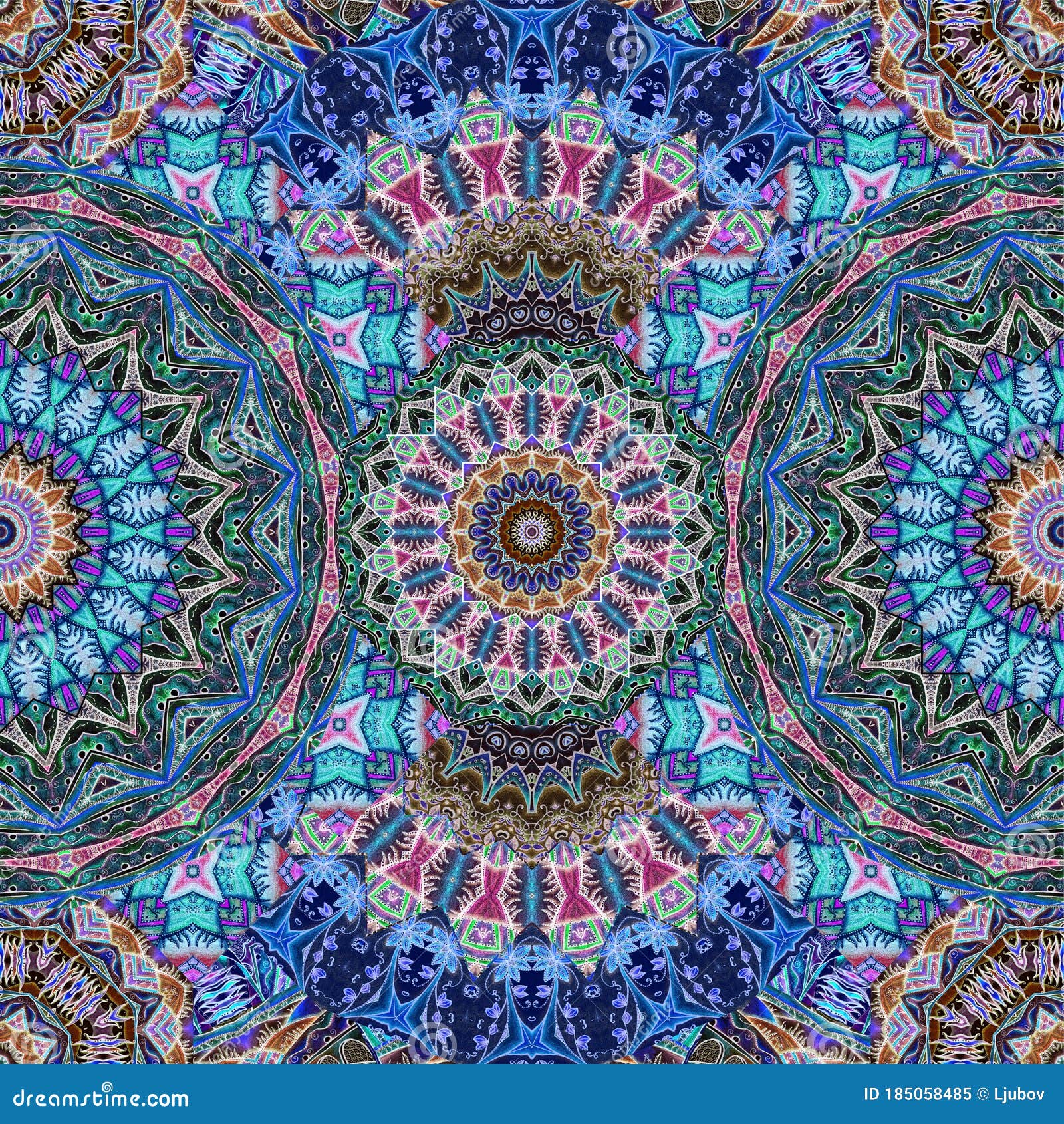Delicious Seamless Pattern with Multi-colored Mandalas in Ethnic Style ...