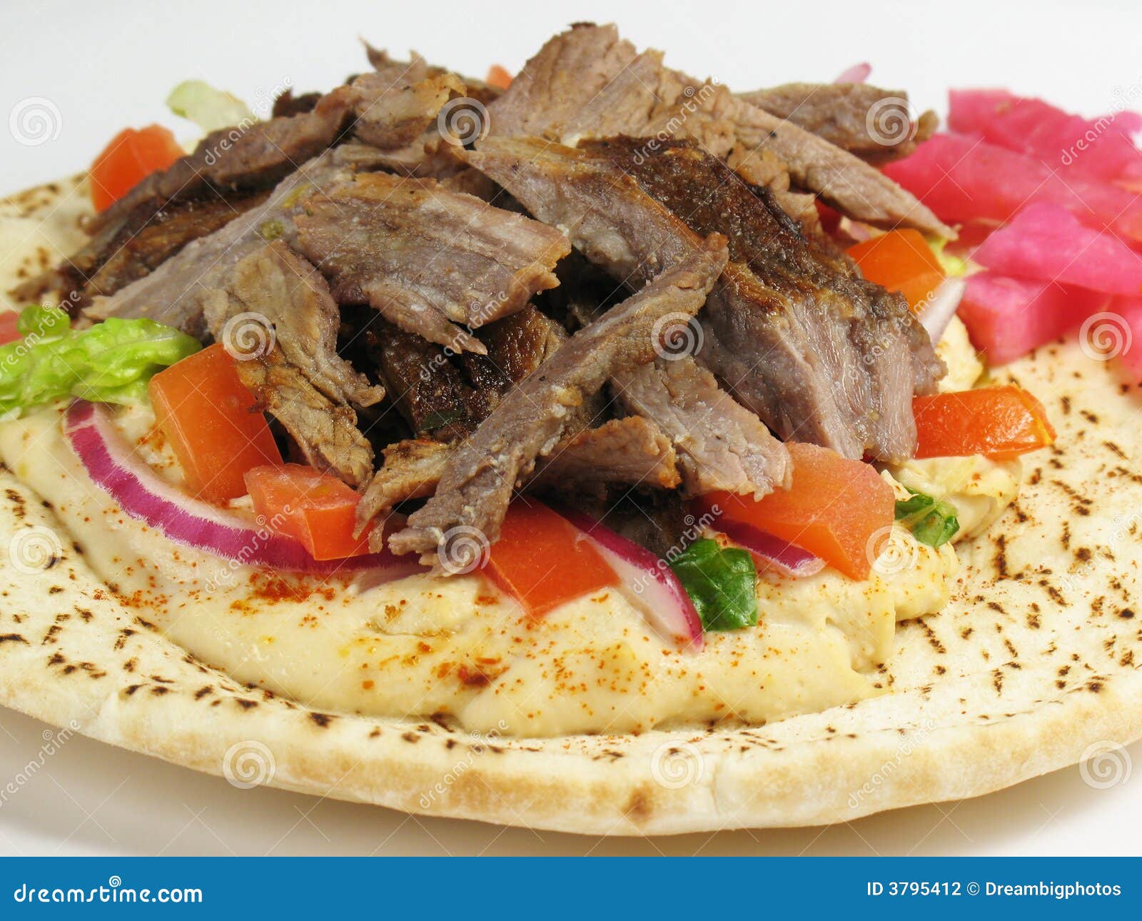 Delicious Shawarma Beef and Pi Stock Photo - Image of lettuce, flat ...